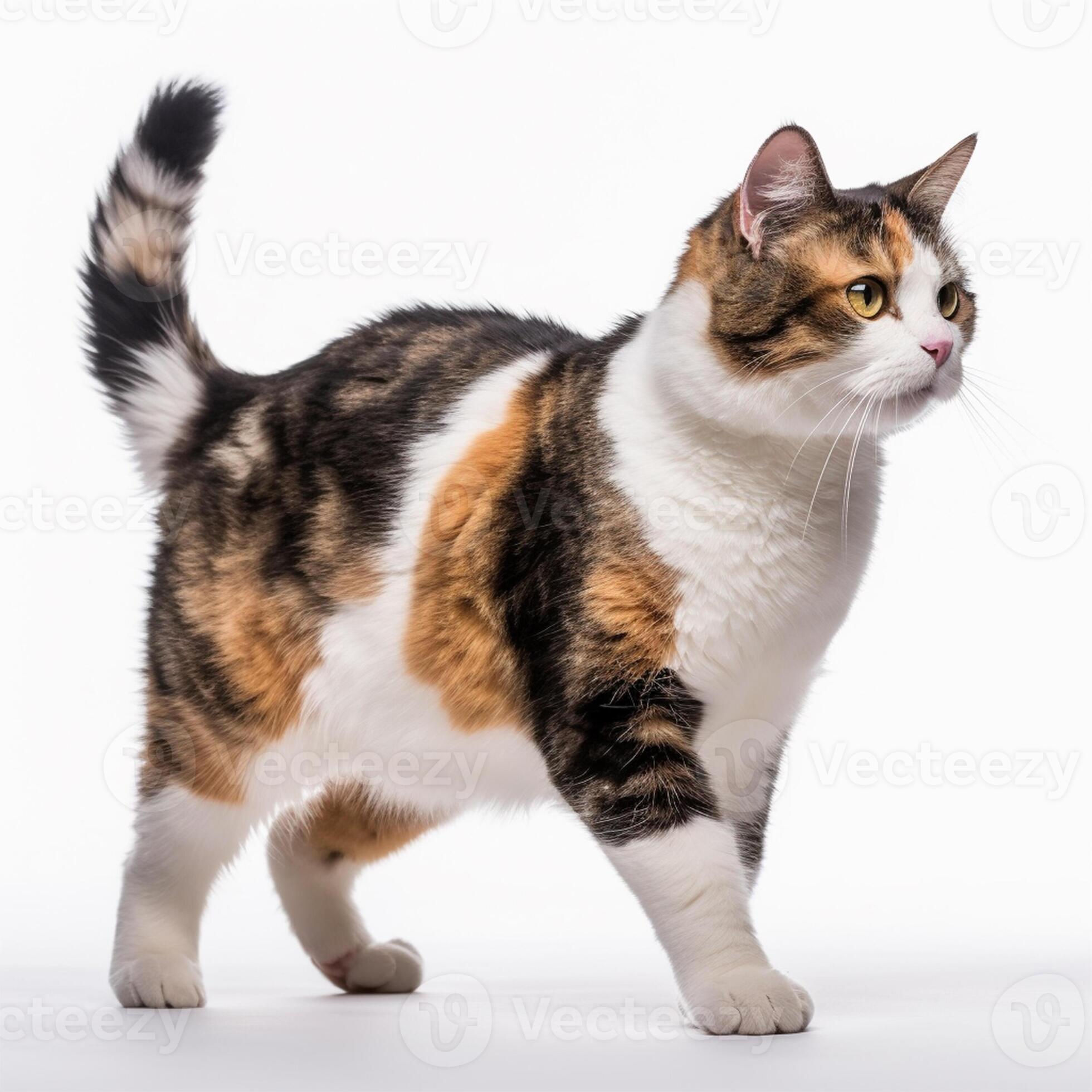 A Cute And Beautiful Calico Cat With Curious Eyes Walking On The Floor Lovely Portrait Of The
