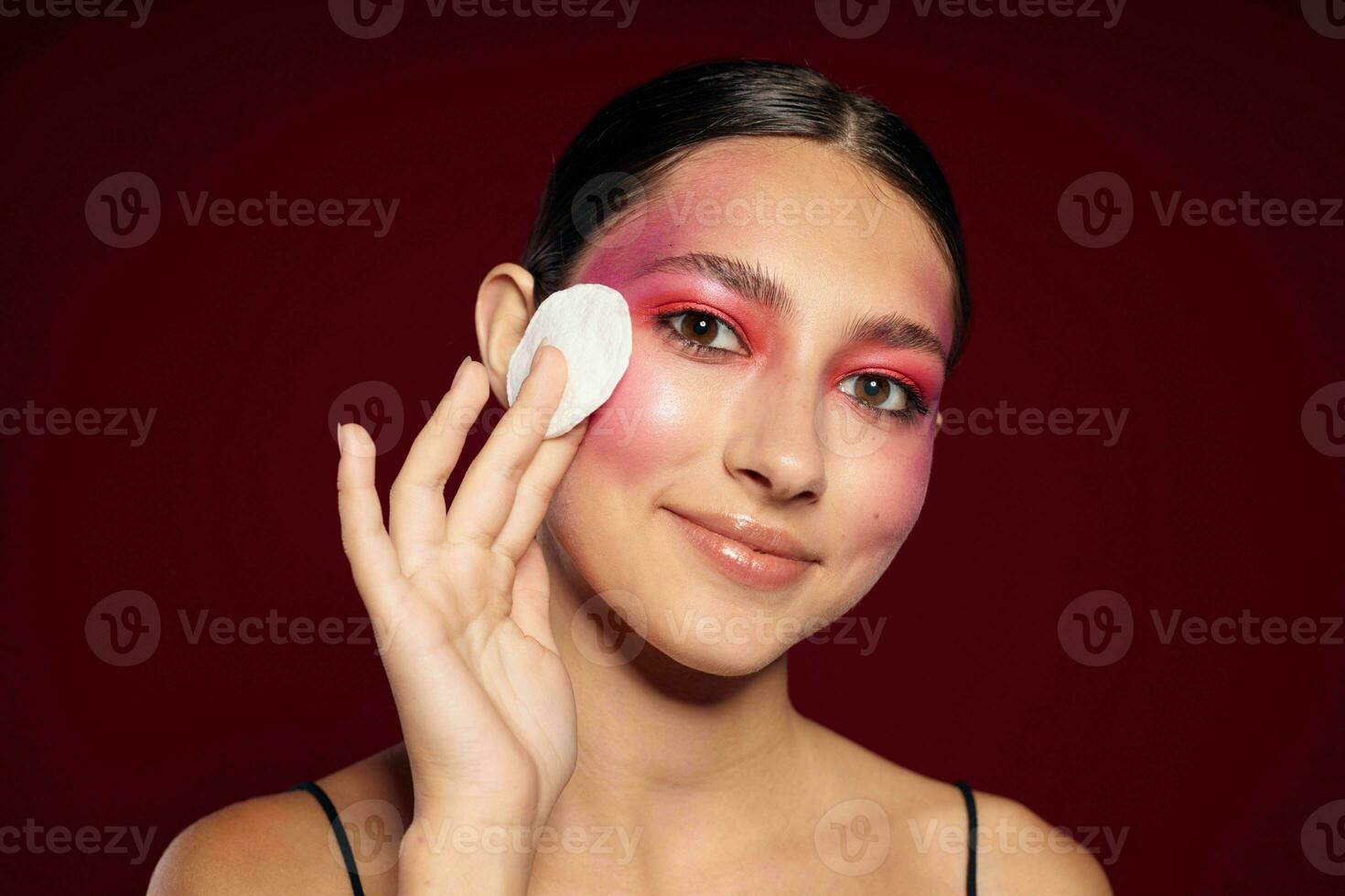 Portrait Of Beautiful Young Woman Bright Makeup Posing Fashion Emotions