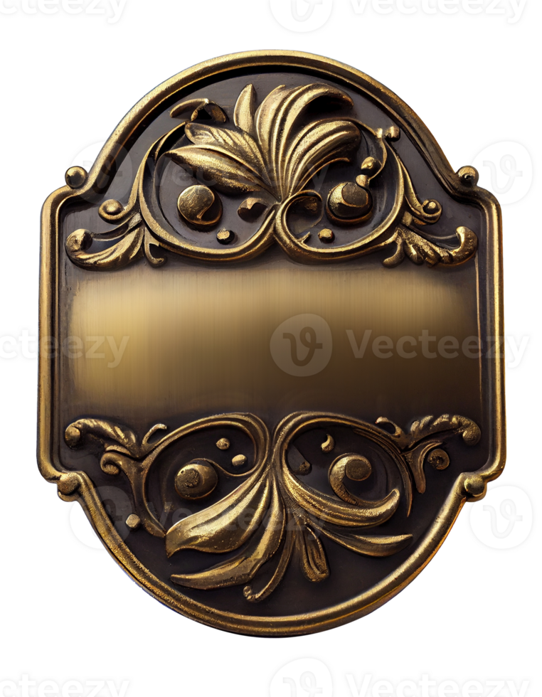 Vintage brass name plate on transparent background, created with ... Vintage brass name plate on transparent background, created with ...