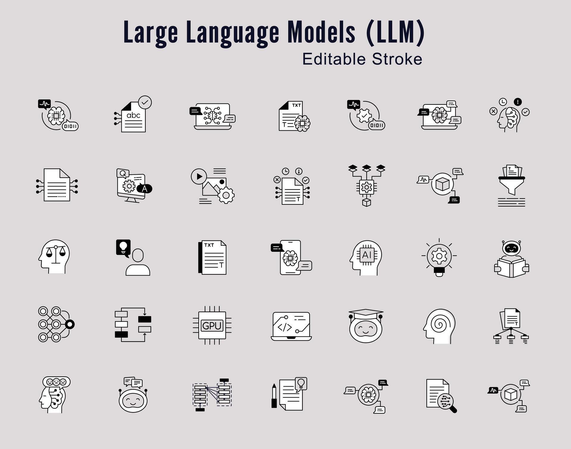 Language Model Icons Llm Icons Nlp Artificial Intelligence Icons Machine Learning Icons