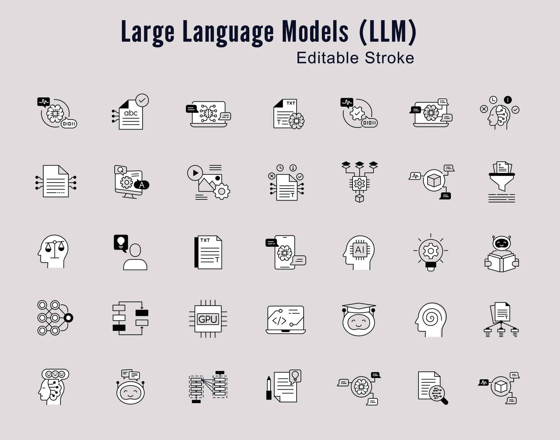 idioma modelo iconos llm iconos PNL, artificial inteligencia iconos ... idioma modelo iconos llm iconos PNL, artificial inteligencia iconos ...