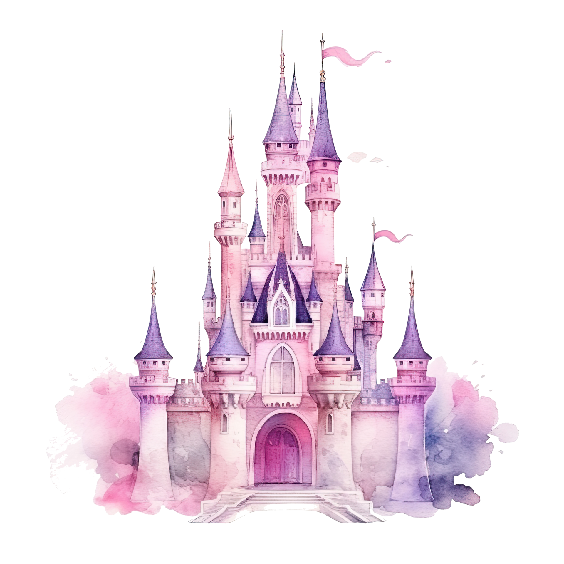 Fofa Aguarela Princesa Castelo Ilustração Ai Generativo 25037430 Png