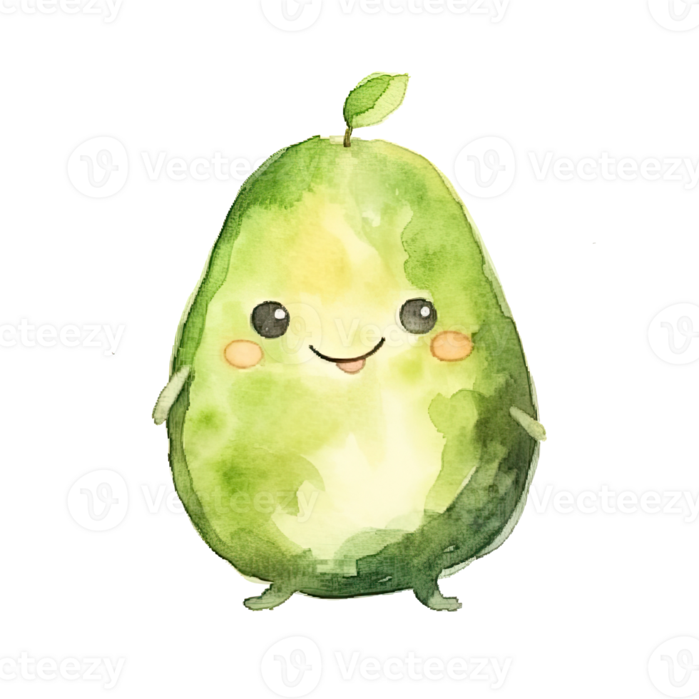 Cute watercolor baby avocado. Illustration 25037542 PNG