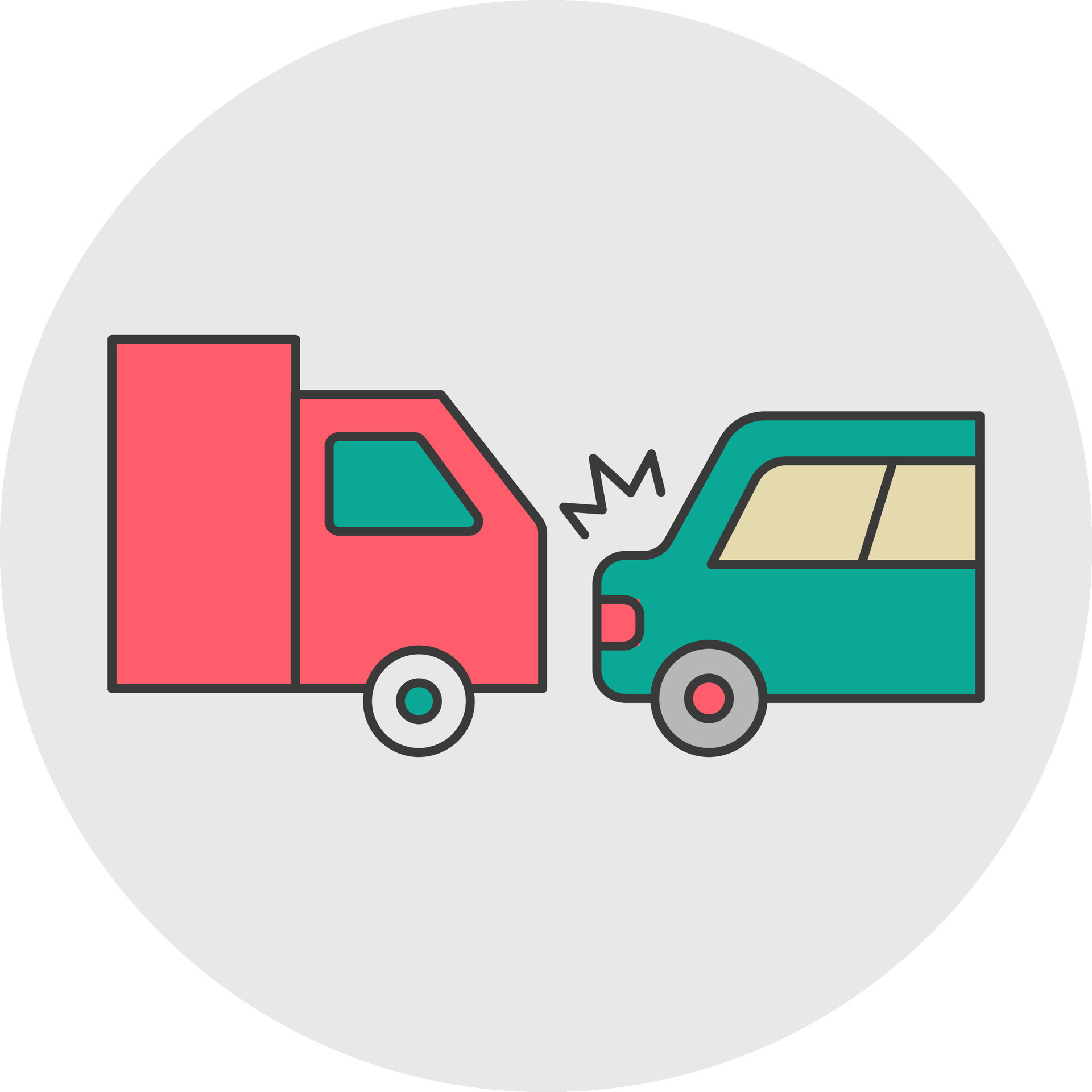 Accident Truck with Car icon in green and red color. 25041166 Vector ...