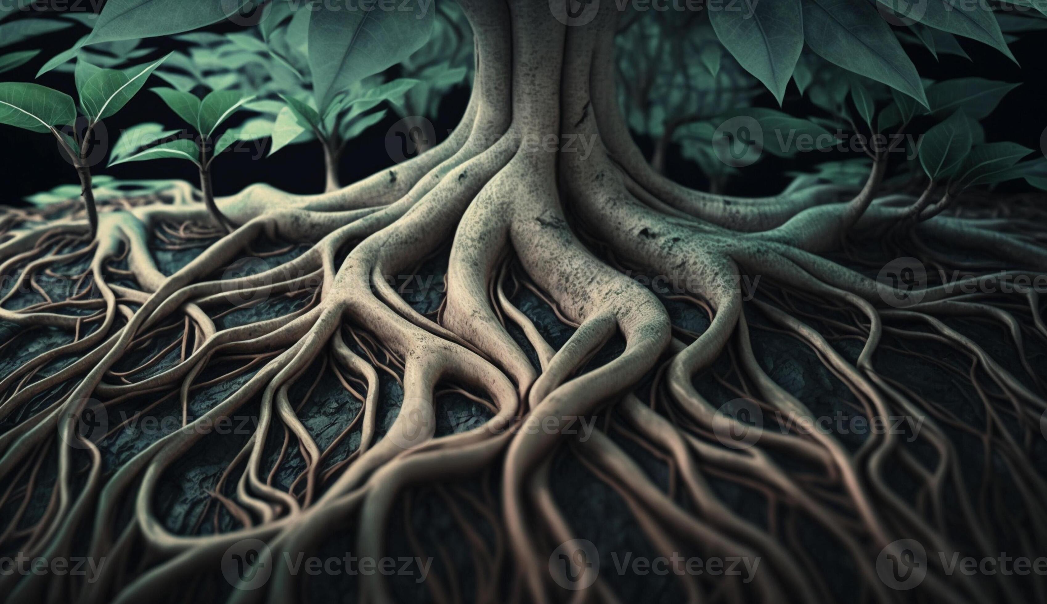 Roots intertwined nature twisted tree branch growth generated by AI ...