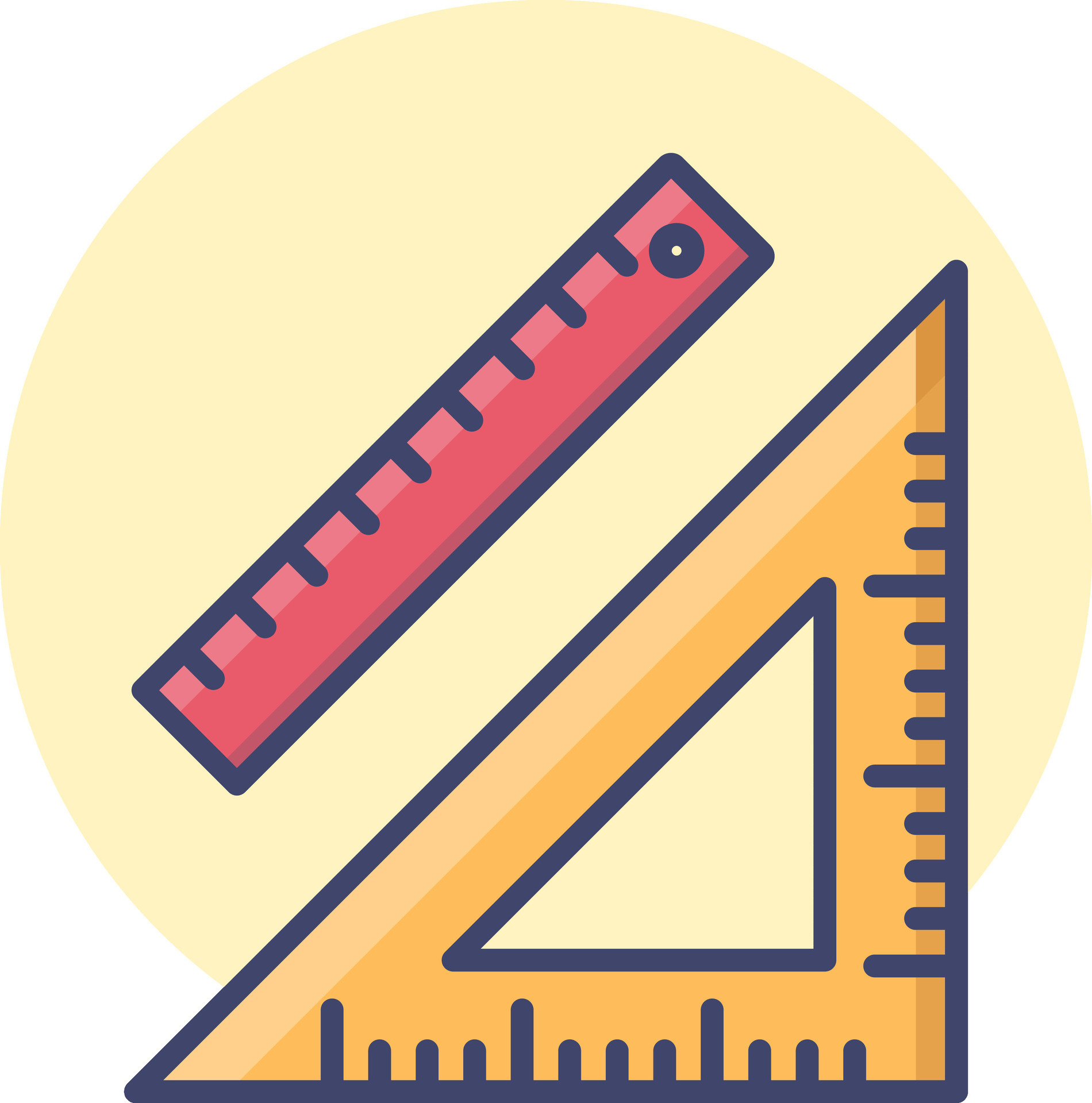 Triangle Protractor With Ruler Scale Icon In Red And Yellow Color 25047721 Vector Art At Vecteezy