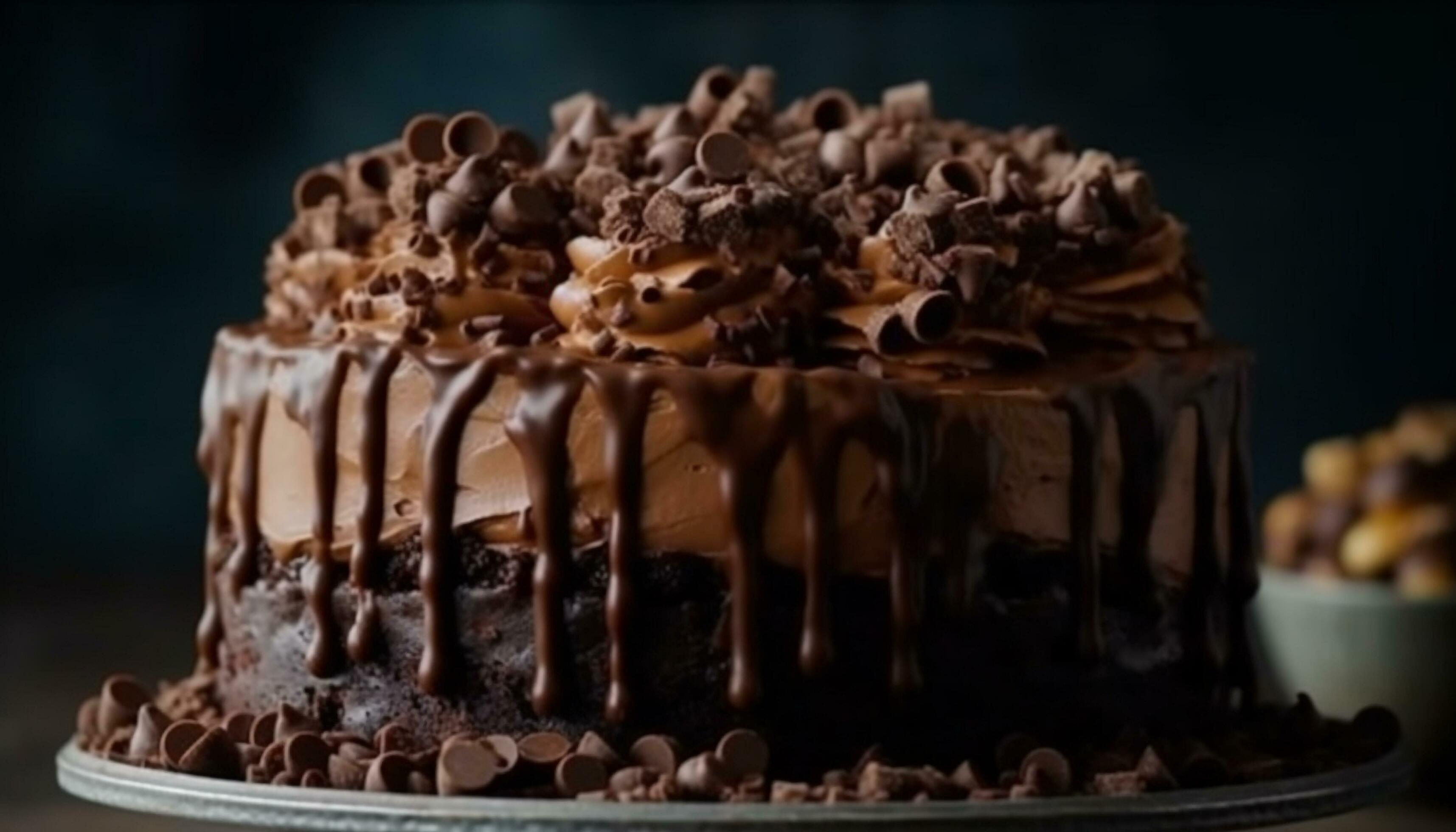 Decadent chocolate dessert with dark cocoa powder and whipped cream generated by AI 25050638 ...