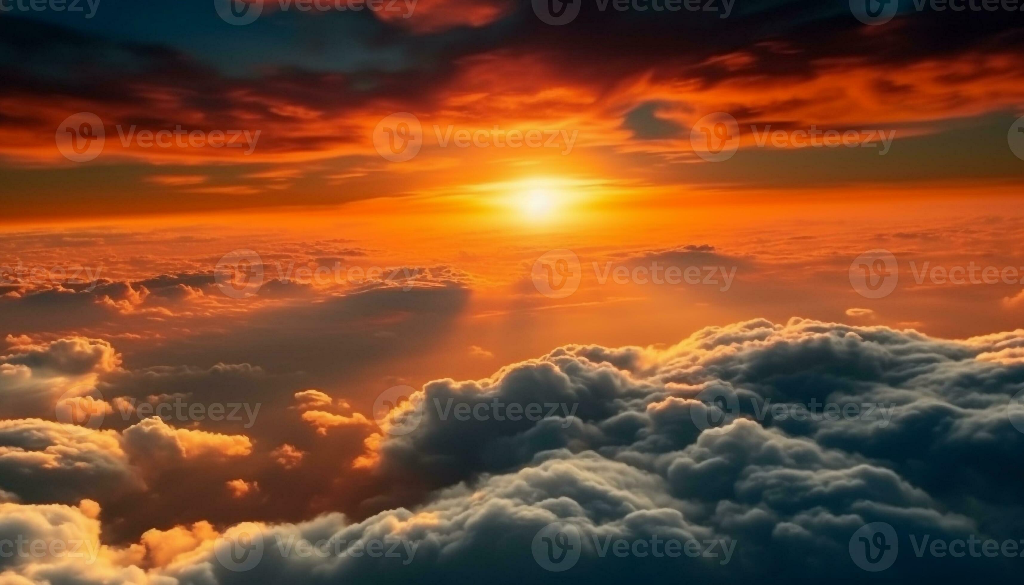 Vibrant sunset sky, high up in the stratosphere, above nature beauty generated by AI 25052951 ...