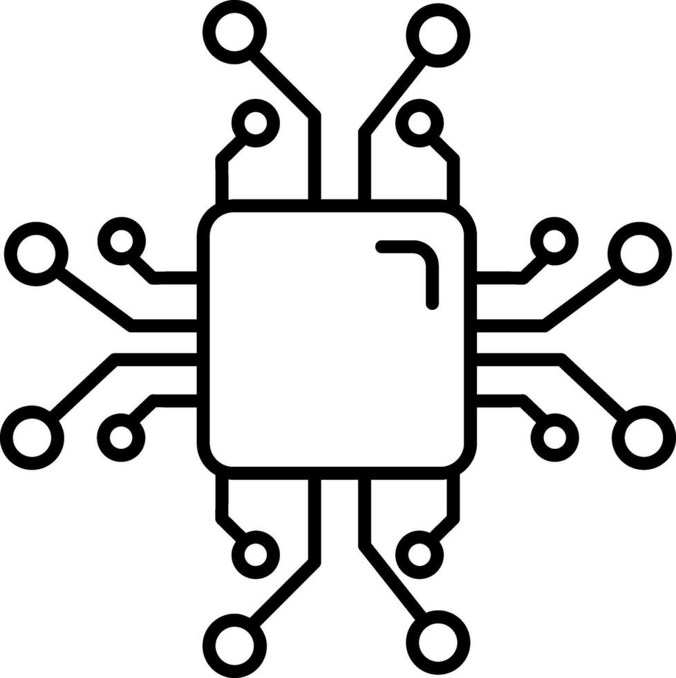 Black Line Art Microchip Icon In Flat Style 25056245 Vector Art At