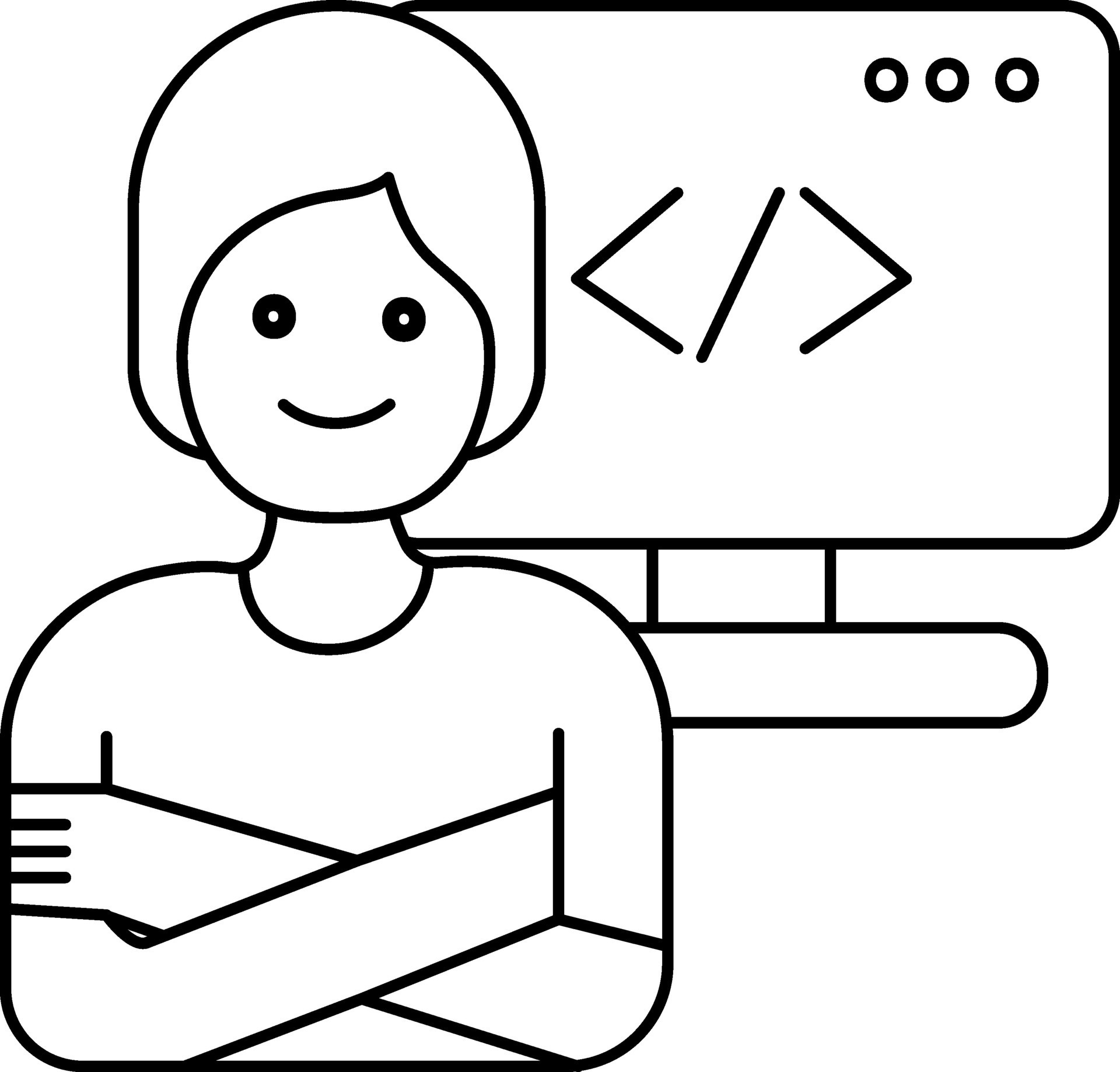 Black Outline Programmer Icon in Flat Style. 25056329 Vector Art at ...