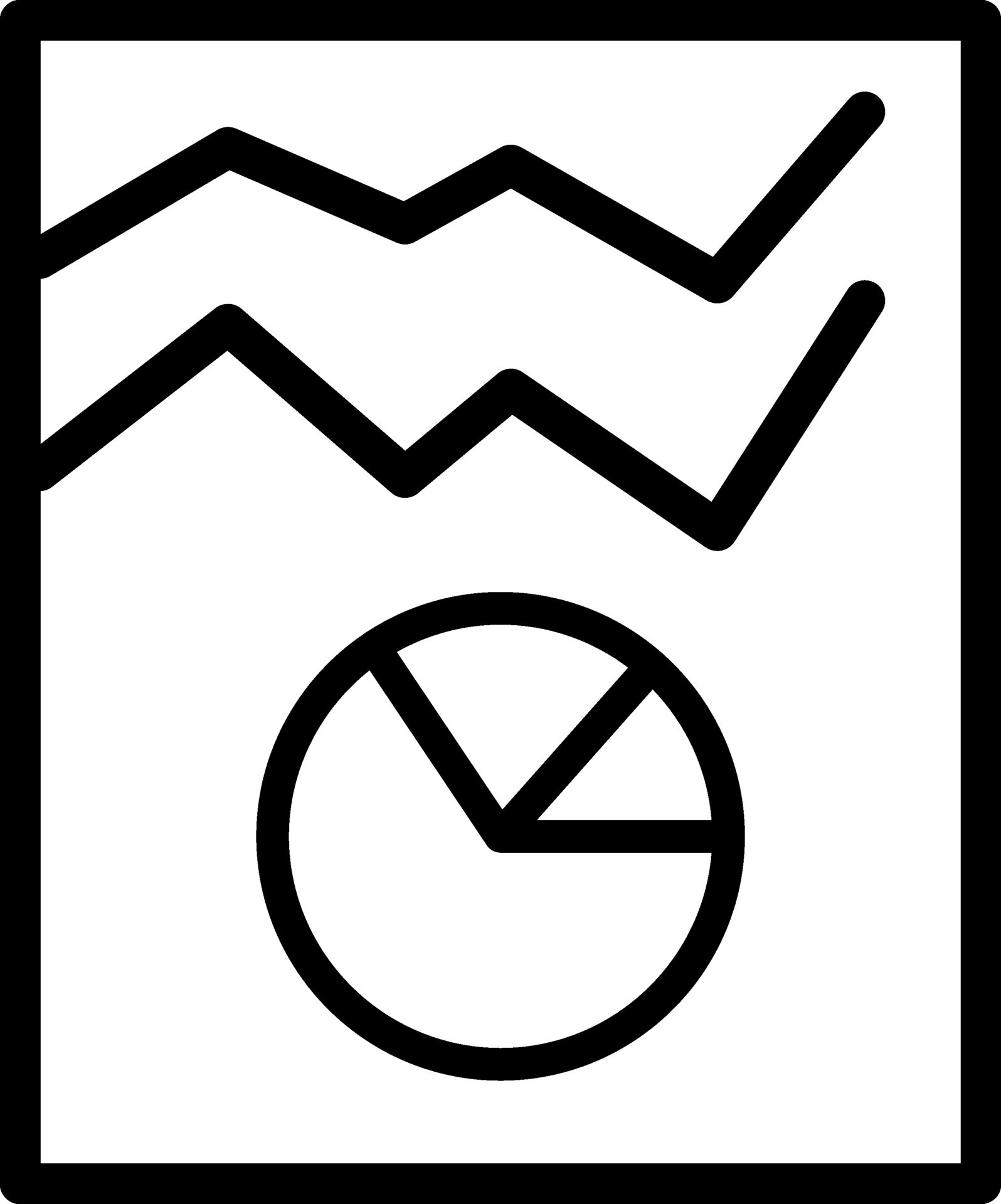 Statistics arrow wave with pie graph chart icon in thin line art ...