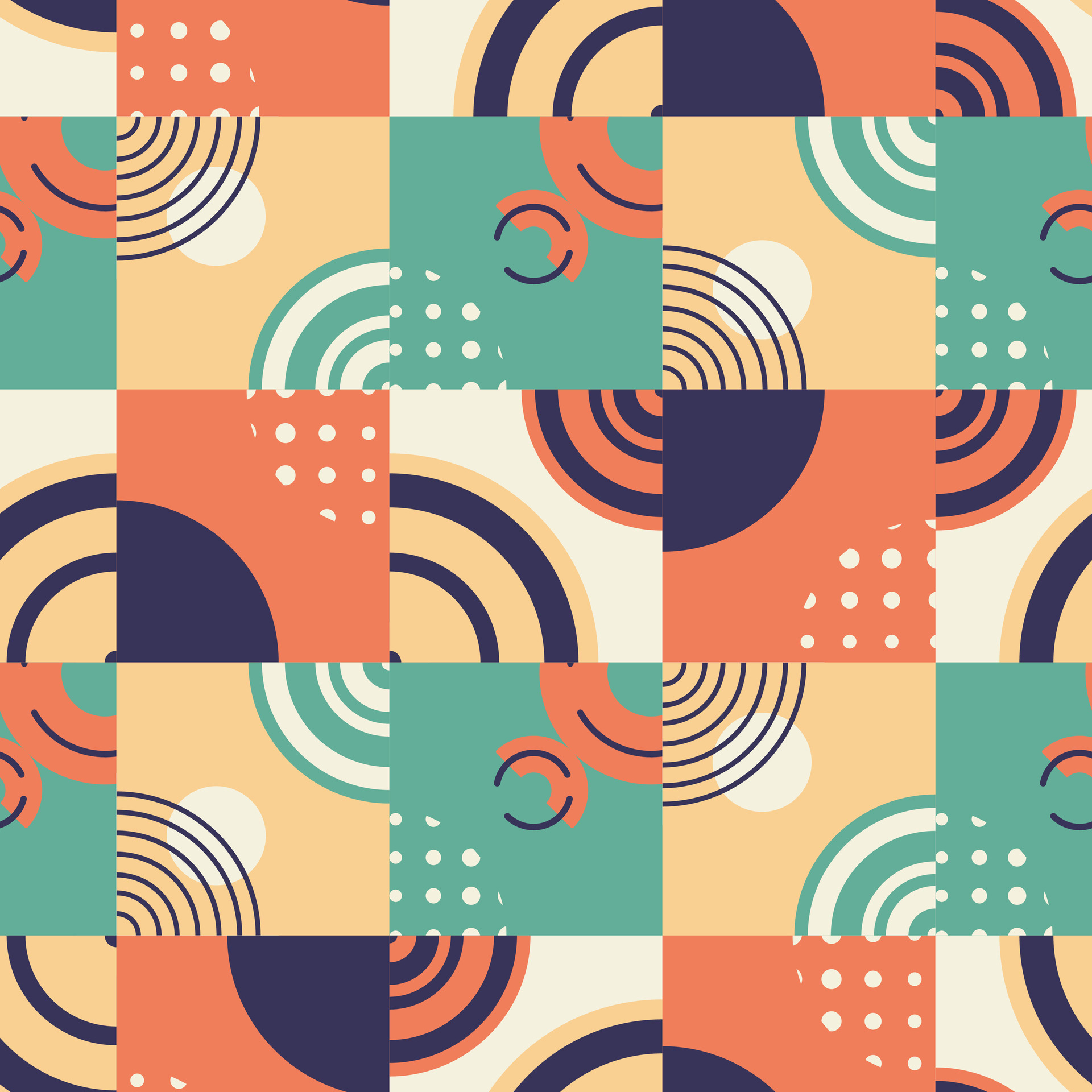 Vector abstract seamless pattern. Bright geometric shapes and forms ...