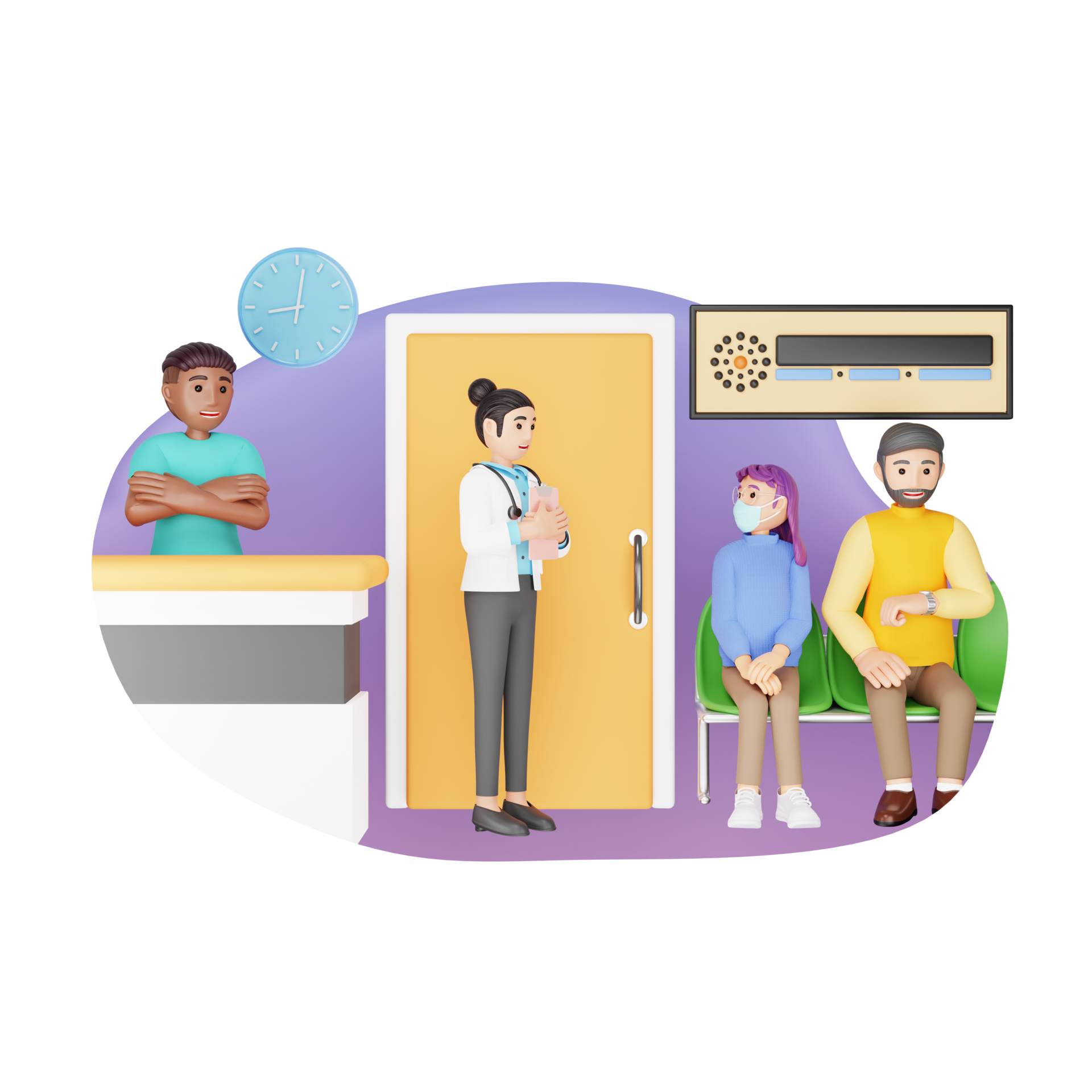 Queue At Hospital 3D Character Illustration 25068350 PNG