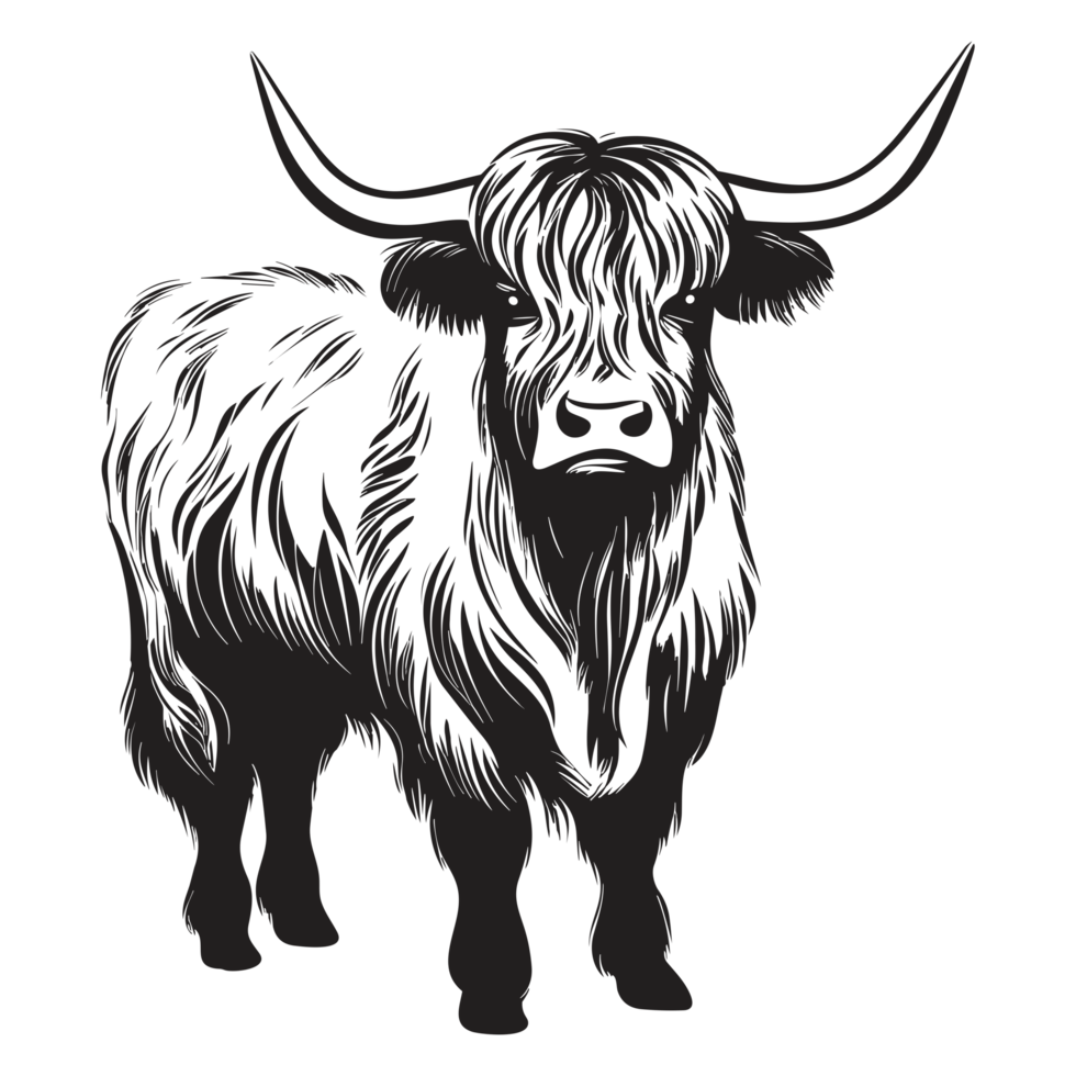 Beautiful Highland Cow Silhouette 25068809 Png