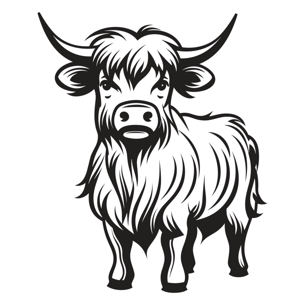 Beautiful Highland Cow Silhouette 25070125 Png