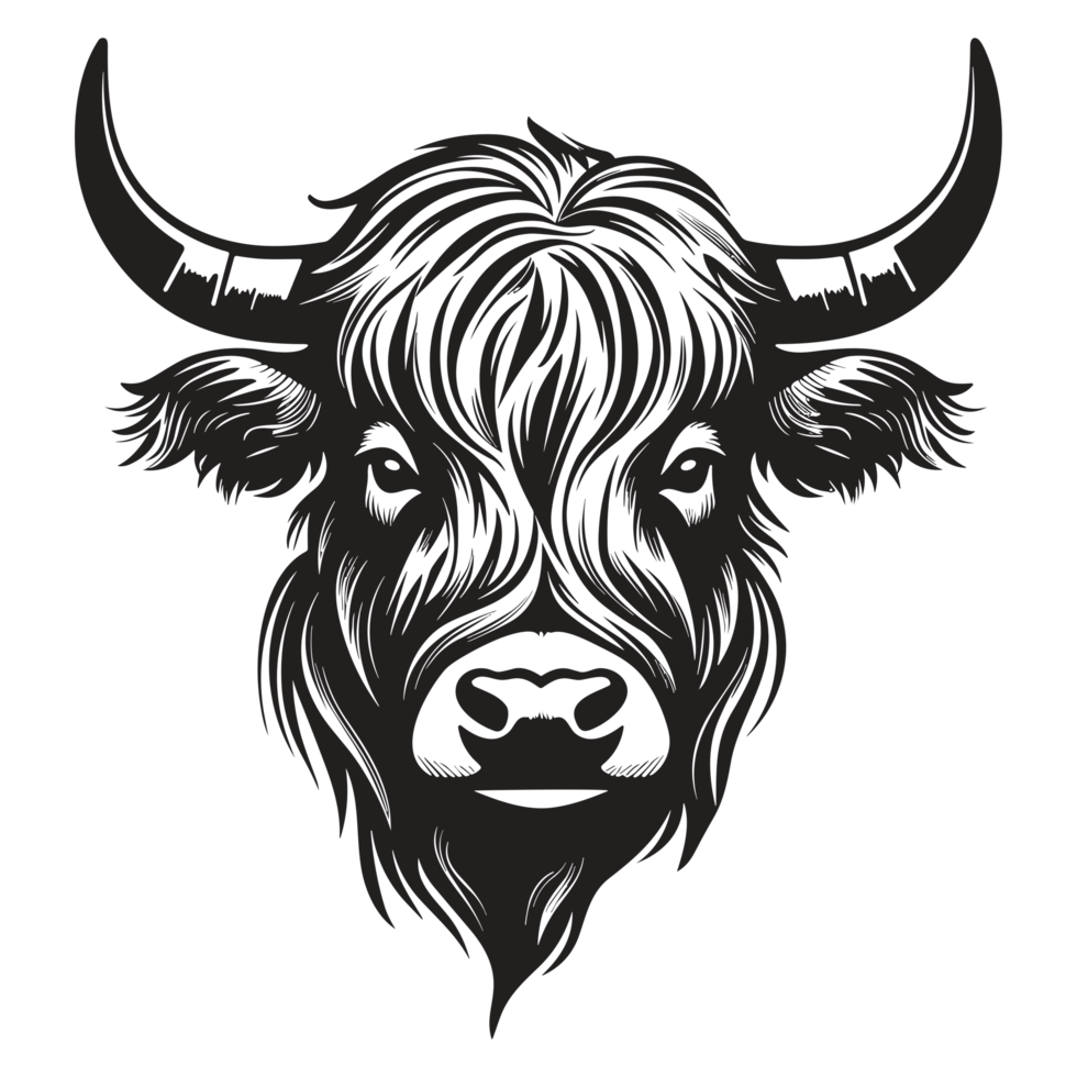 Beautiful Highland Cow Silhouette 25073607 Png