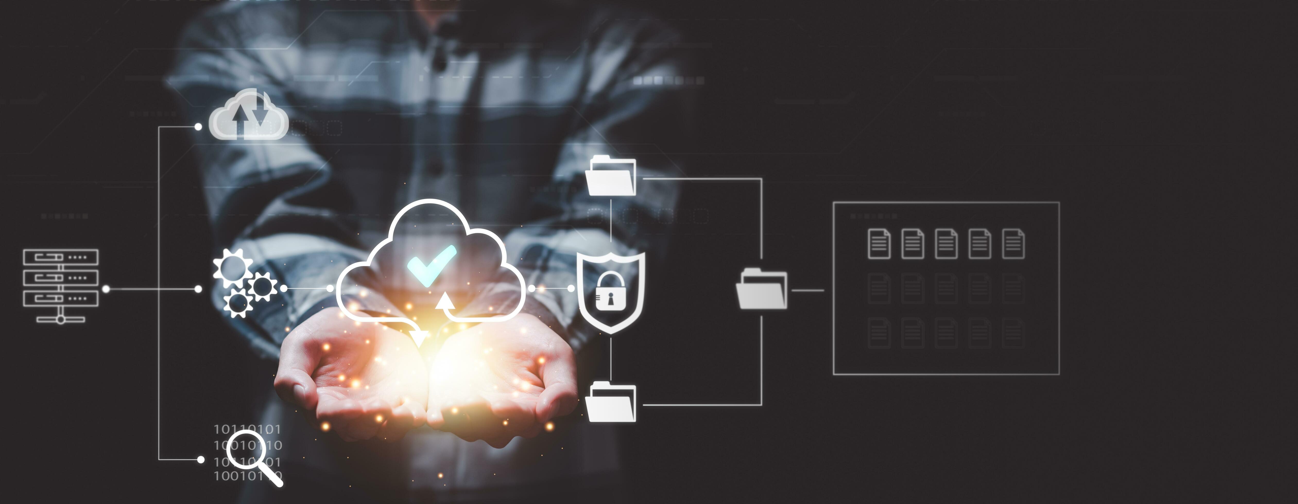 Cloud Computing Backup Technology Concept Access To Server Communication Services Database