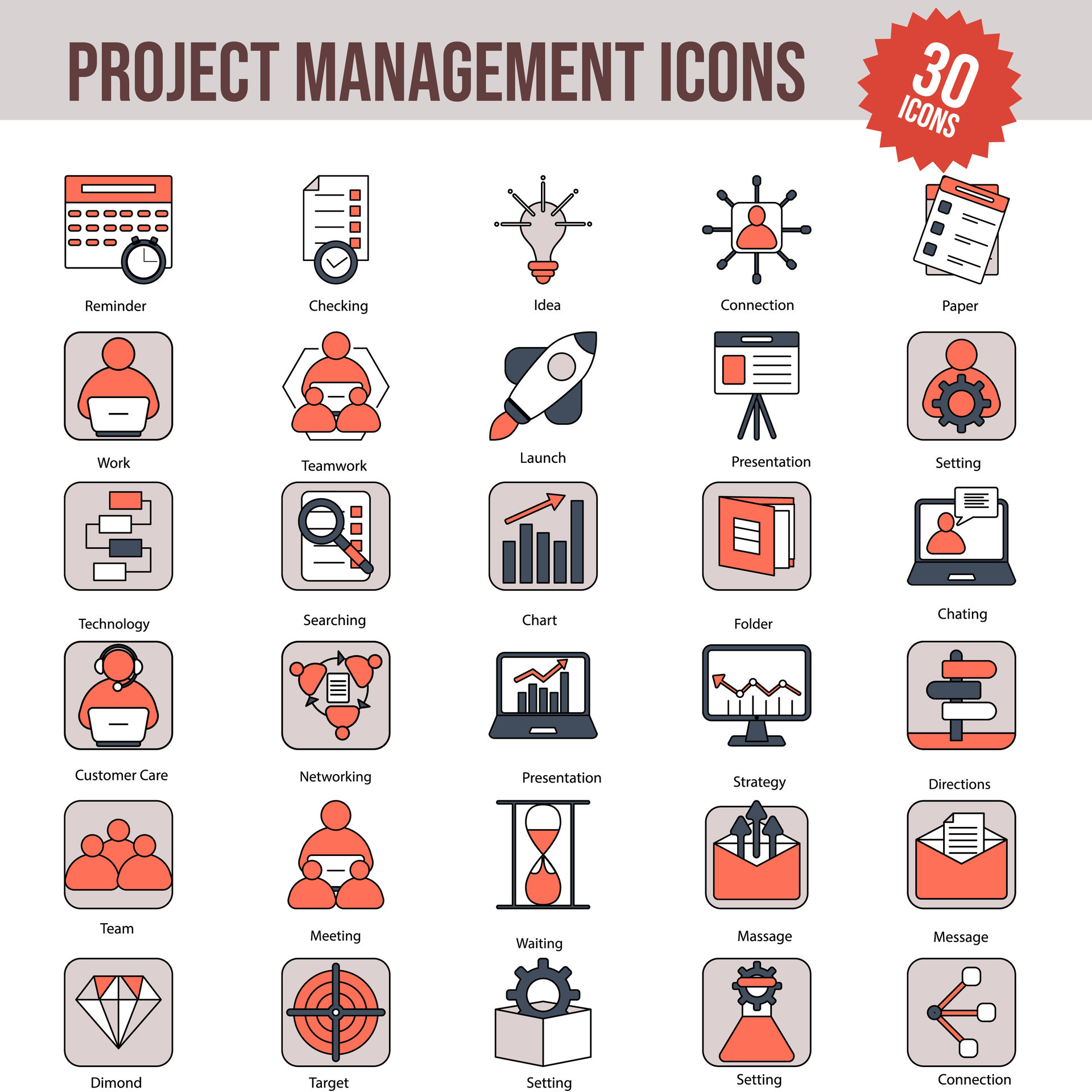 30 Project Management Colorful Icon Set. 25076972 Vector Art at Vecteezy
