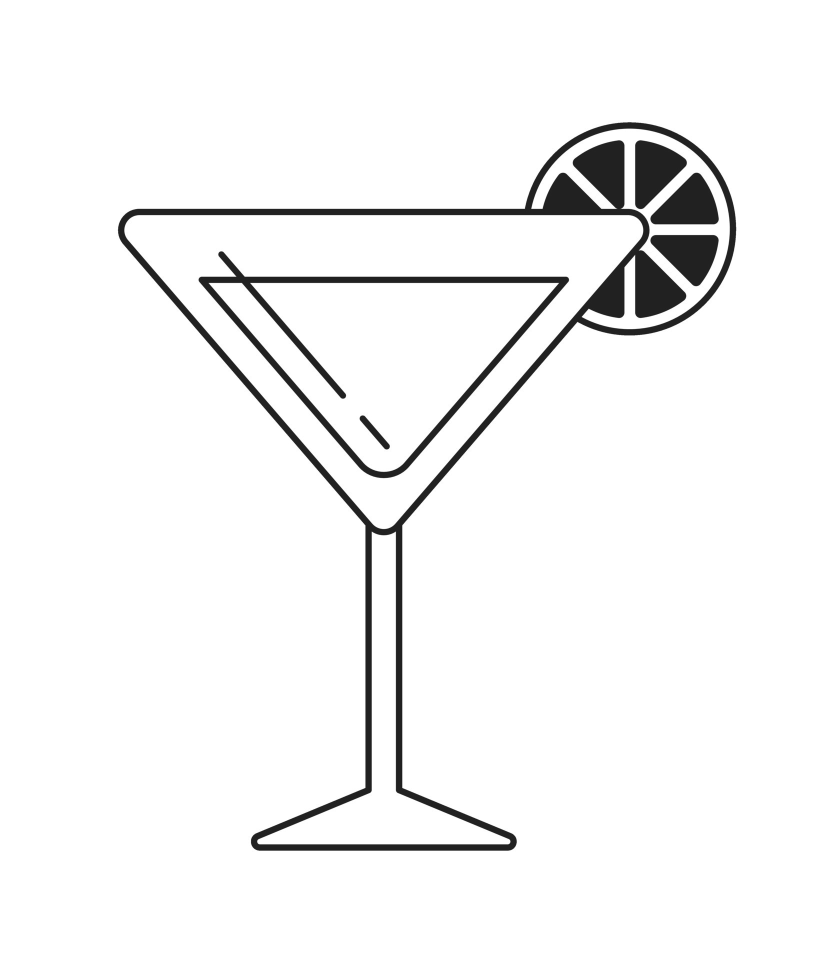 Margarita Drink Monochrome Flat Vector Object Cocktail Refreshment Martini Glass And Citrus
