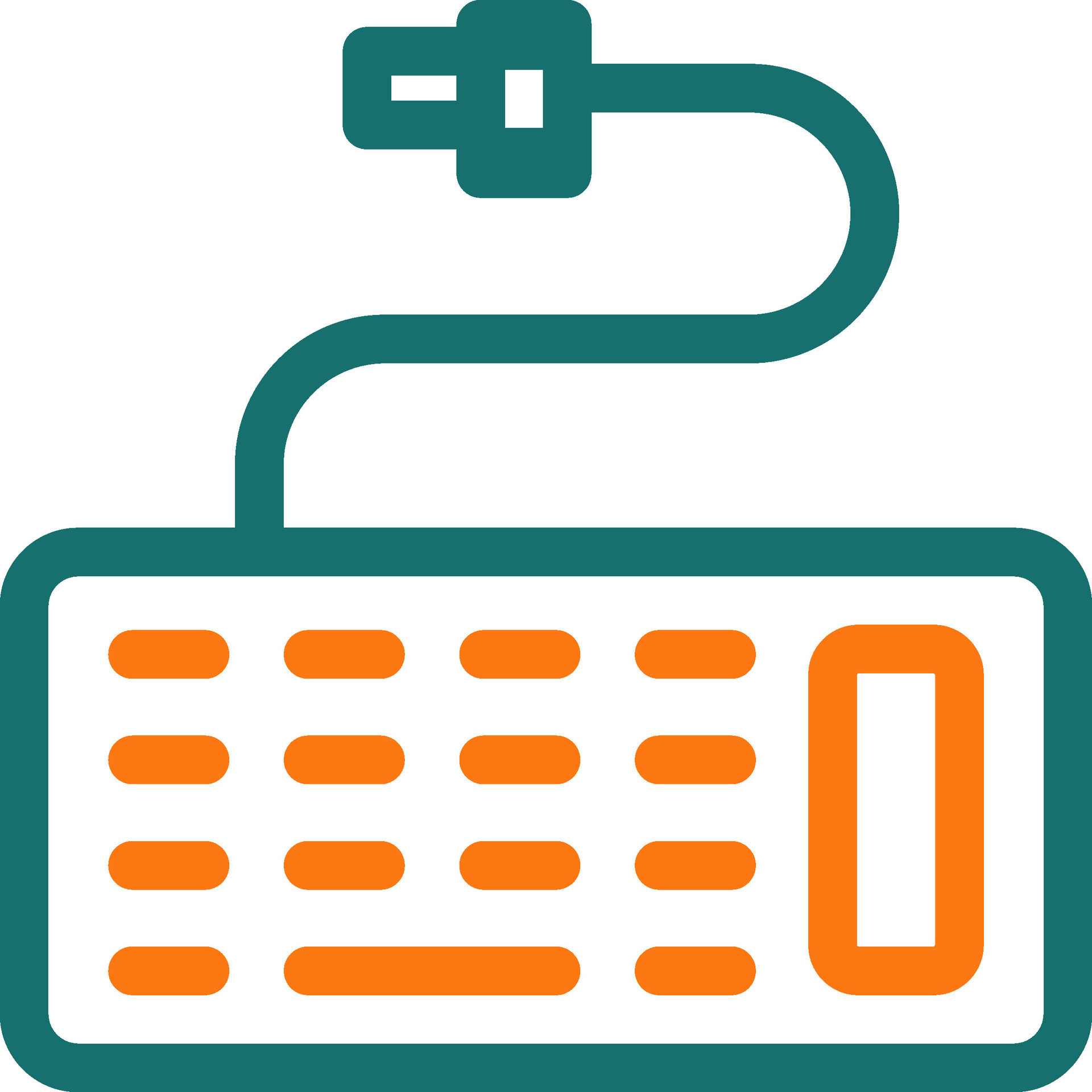 Flat Style Keyboard icon in green and orange line art. 25078666 Vector ...