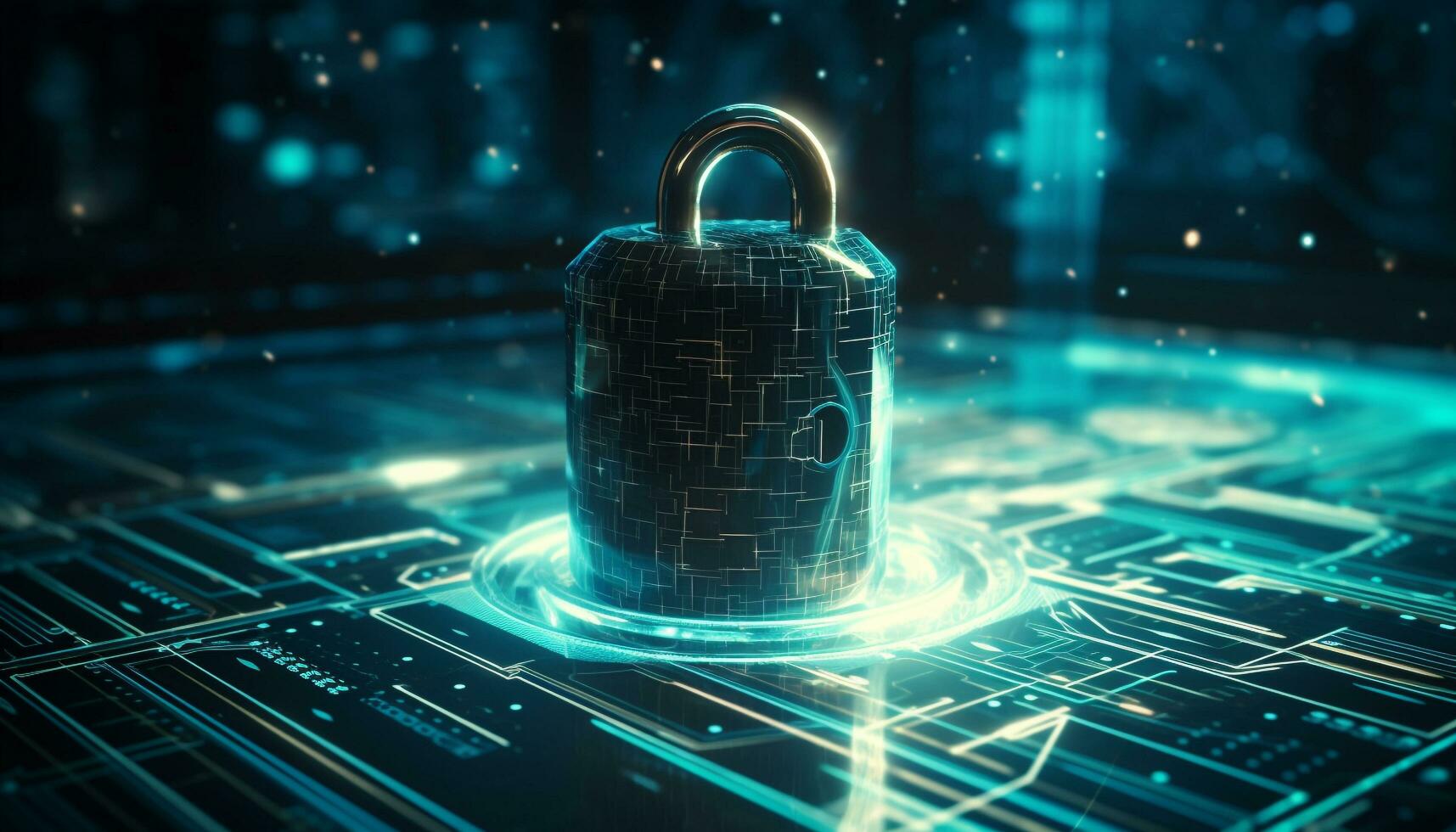 Secure Network Connection With Encryption And Padlock For Data Safety