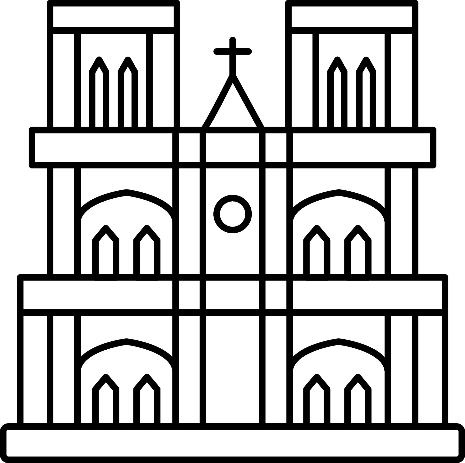 Notre Dame Icon In Black Outline. 25084074 Vector Art at Vecteezy Notre Dame Icon In Black Outline. 25084074 Vector Art at Vecteezy