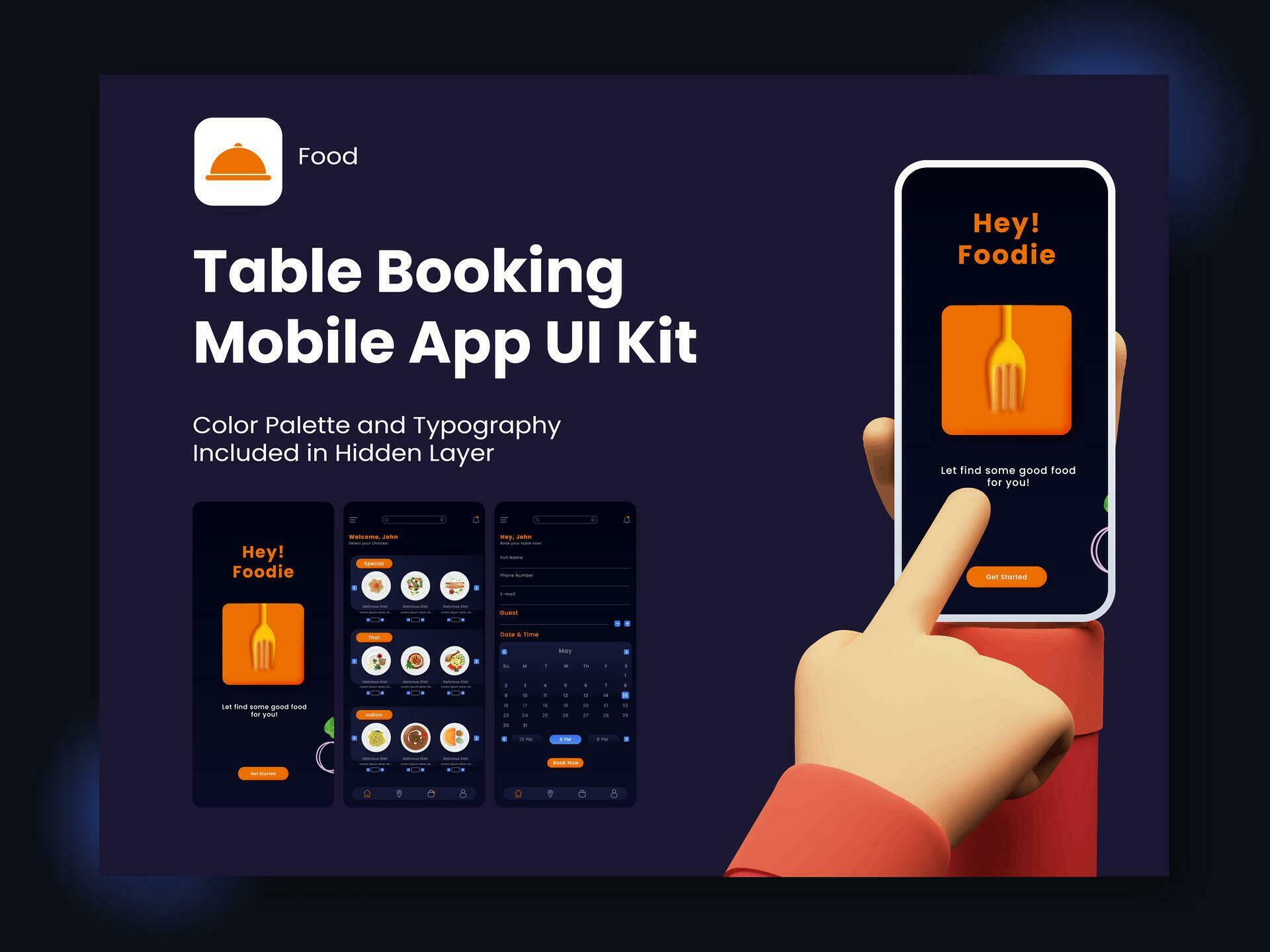 Table Booking Mobile App UI Kit Including As Sign In, Sign Up, Menu and ...