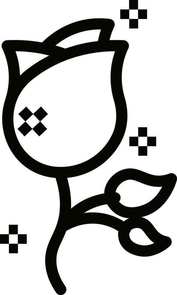 Black line art illustration of rose flower icon. 25089644 Vector Art at ...