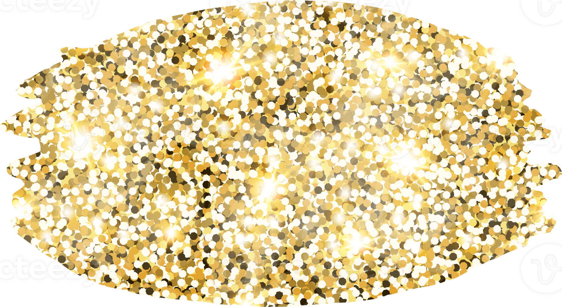 Abstract shiny gold glitter stain design element. Golden color dust texture spot for holiday ...