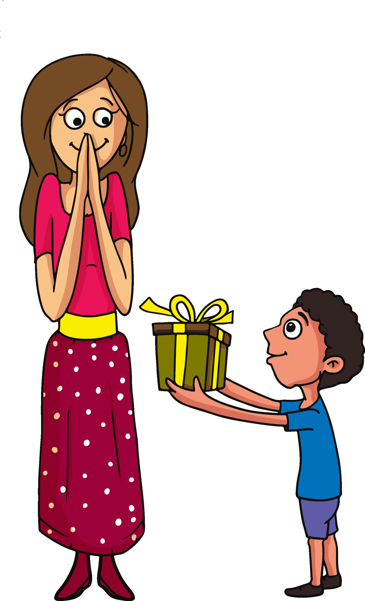 Cute boy giving gift to her mother. 25097533 Vector Art at Vecteezy