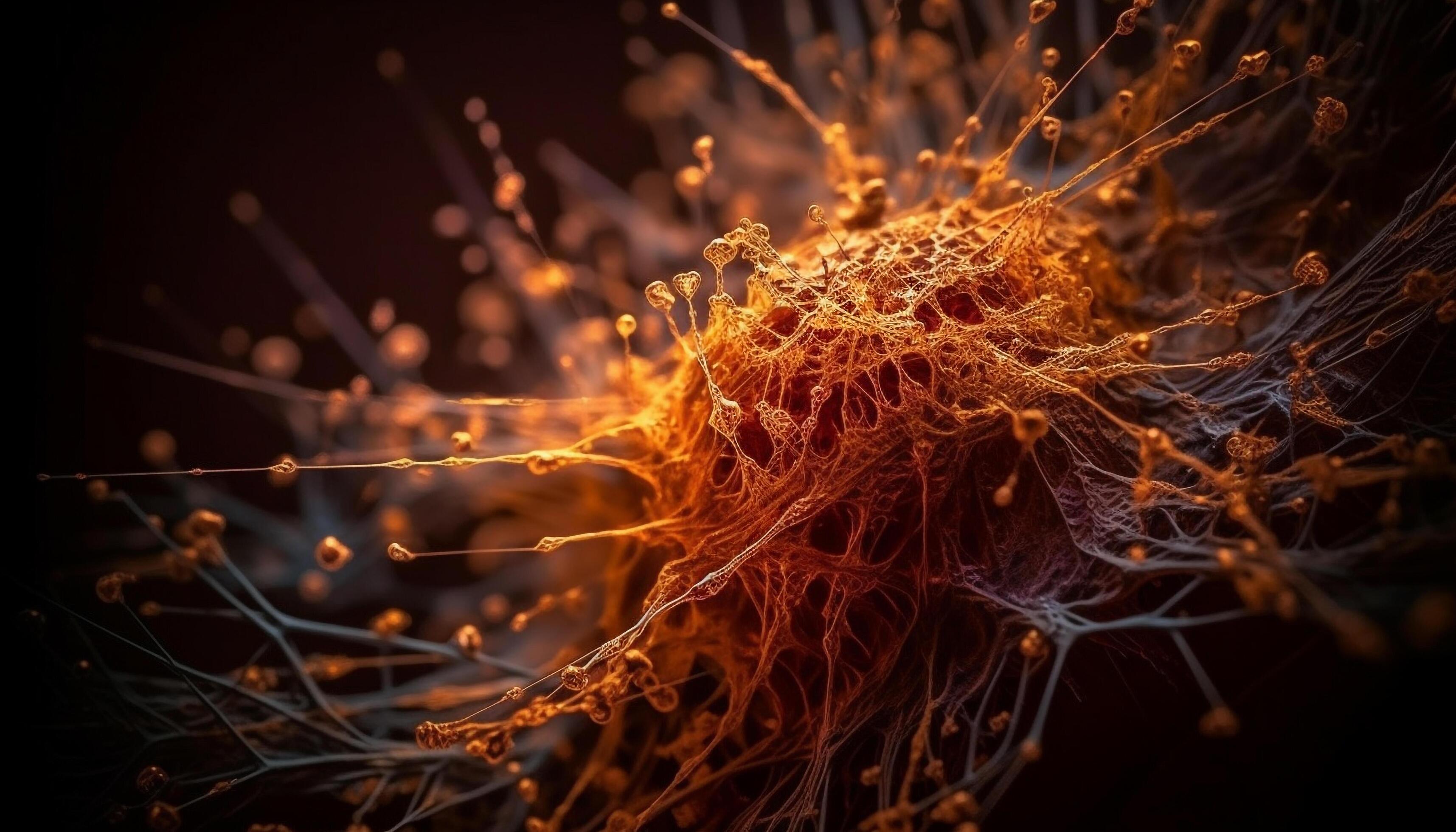 Abstract Molecular Structure Shapes Glowing In High Scale Magnification