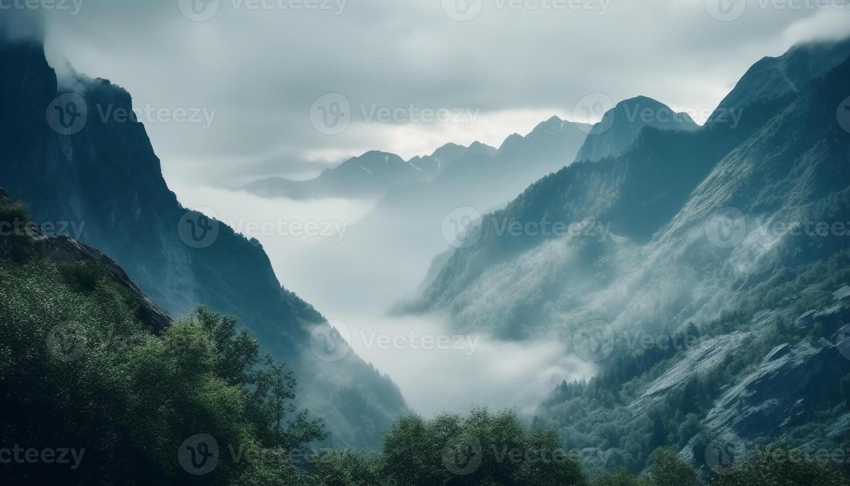 Majestic mountain range rises high in the sky generated by AI 25121895 ...