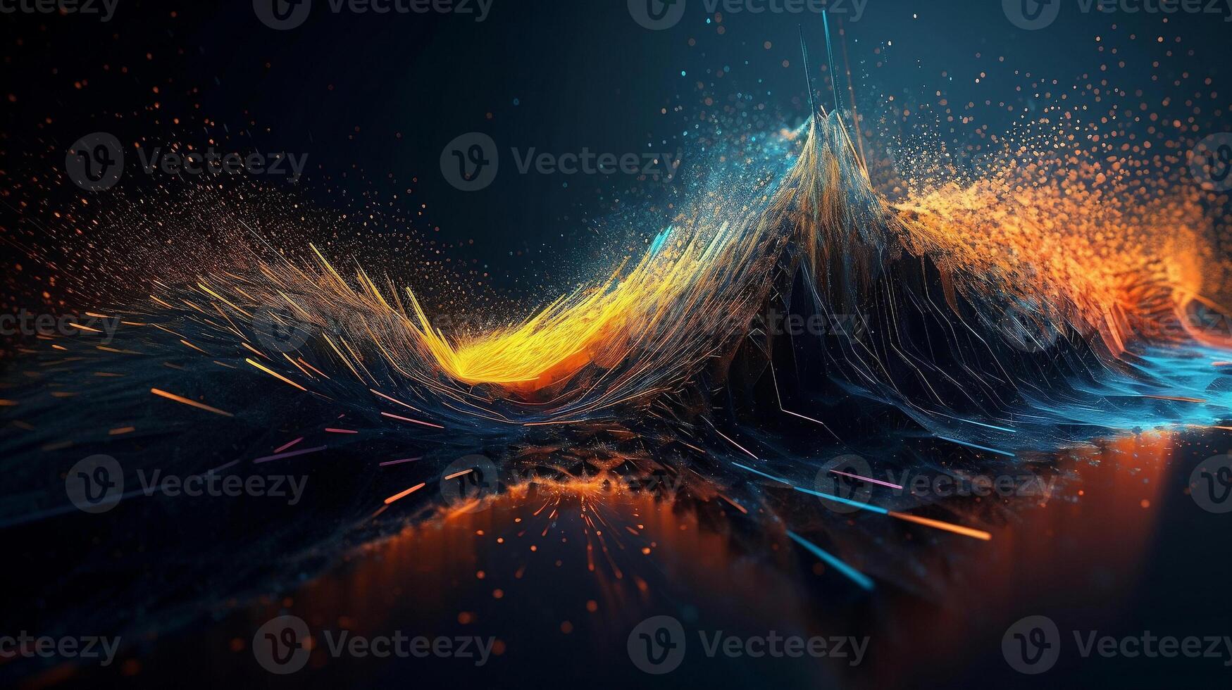 Network Line Of Connecting Stream With Wave Of Particles Representing Information Technology Ai