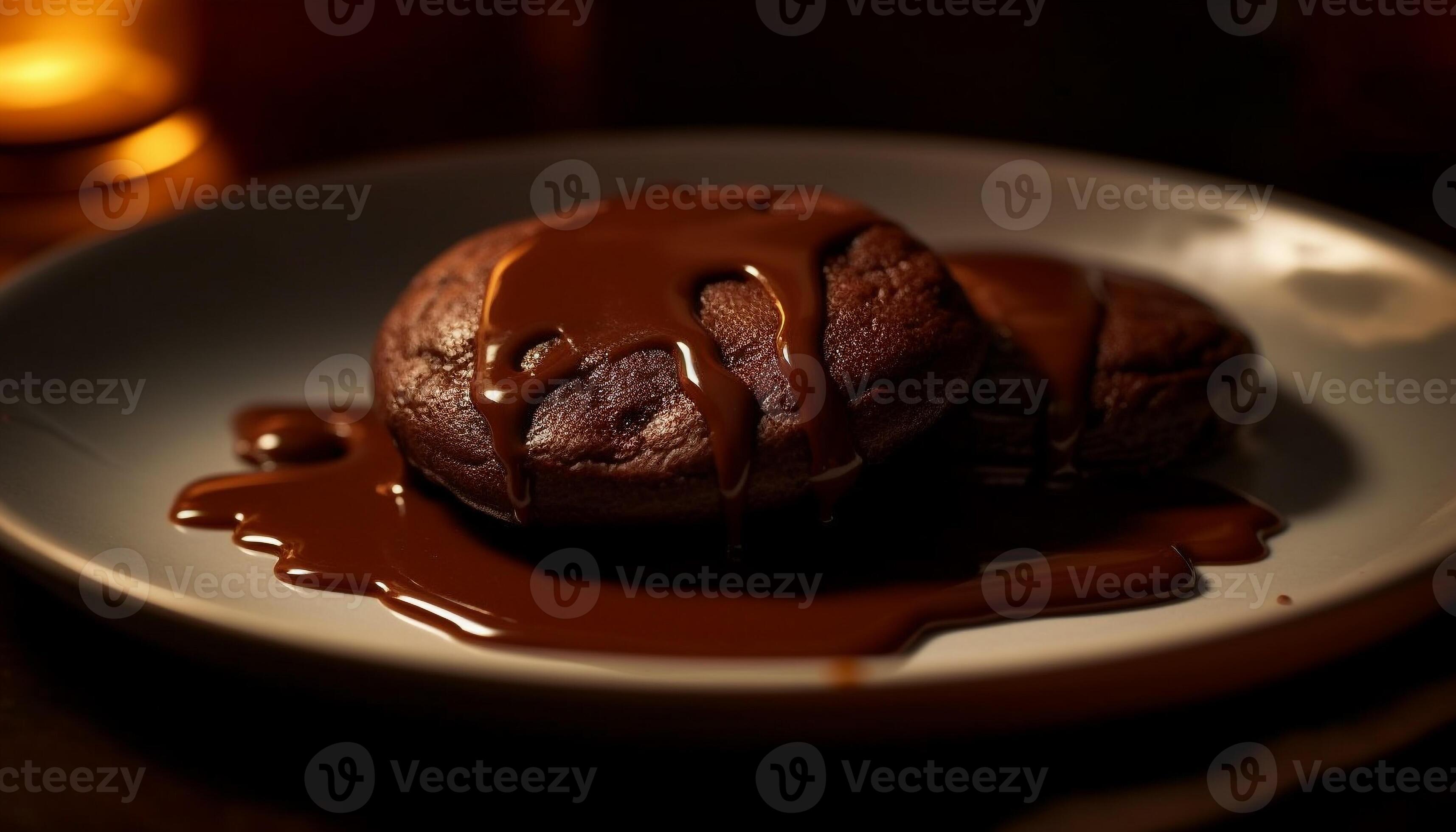 Indulgent Chocolate Dessert On Plate Tempting Snack For Sweet Tooth Generated By Ai 25187588