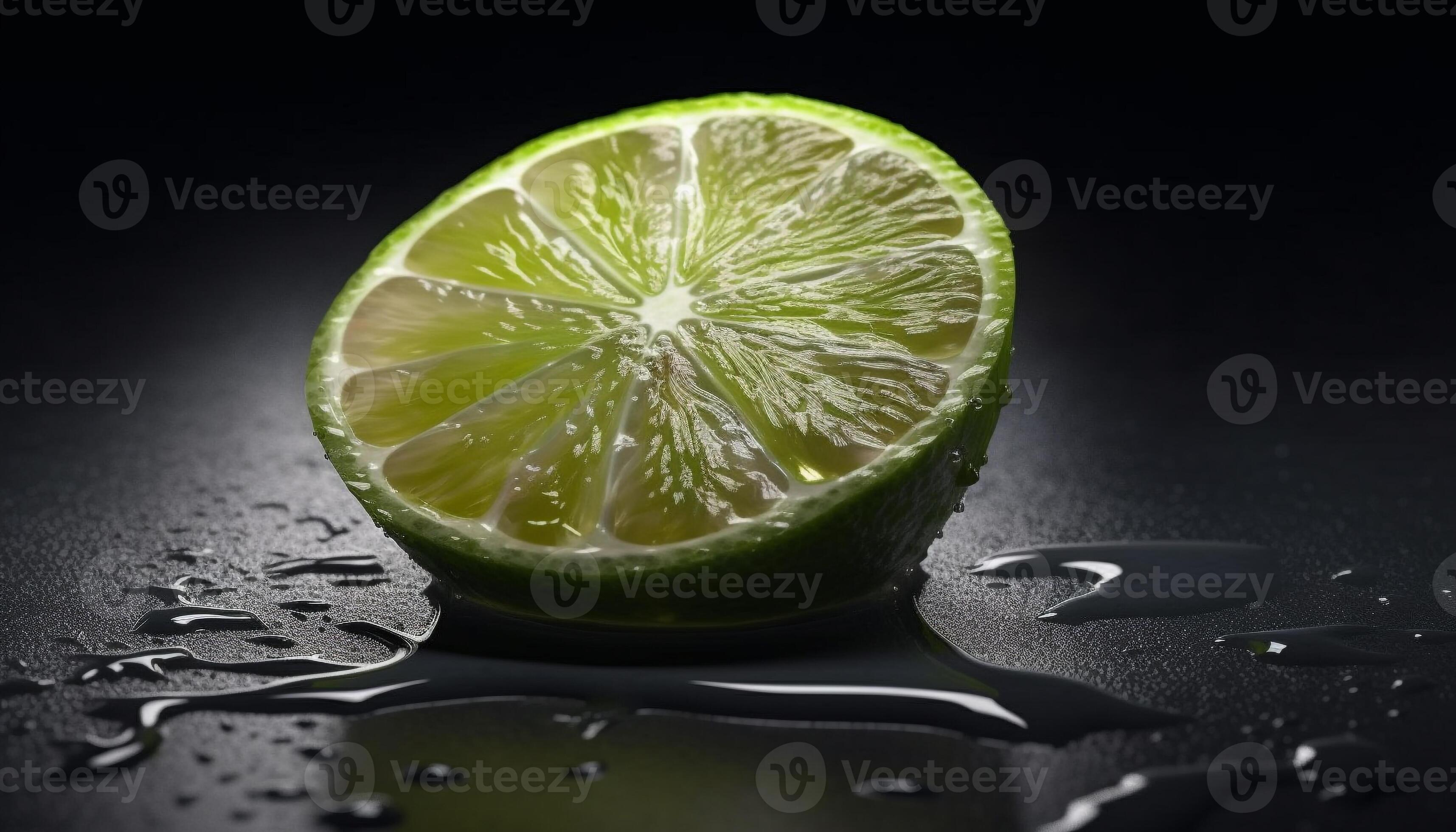 Juicy citrus slice reflects nature freshness in refreshing summer cocktail generated by AI ...