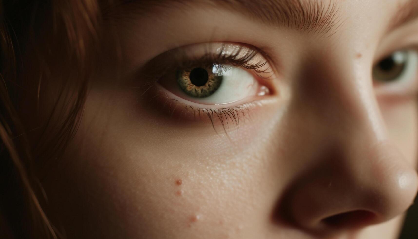 Cute Caucasian Girl Staring At Camera With Innocent Blue Eyes Generated