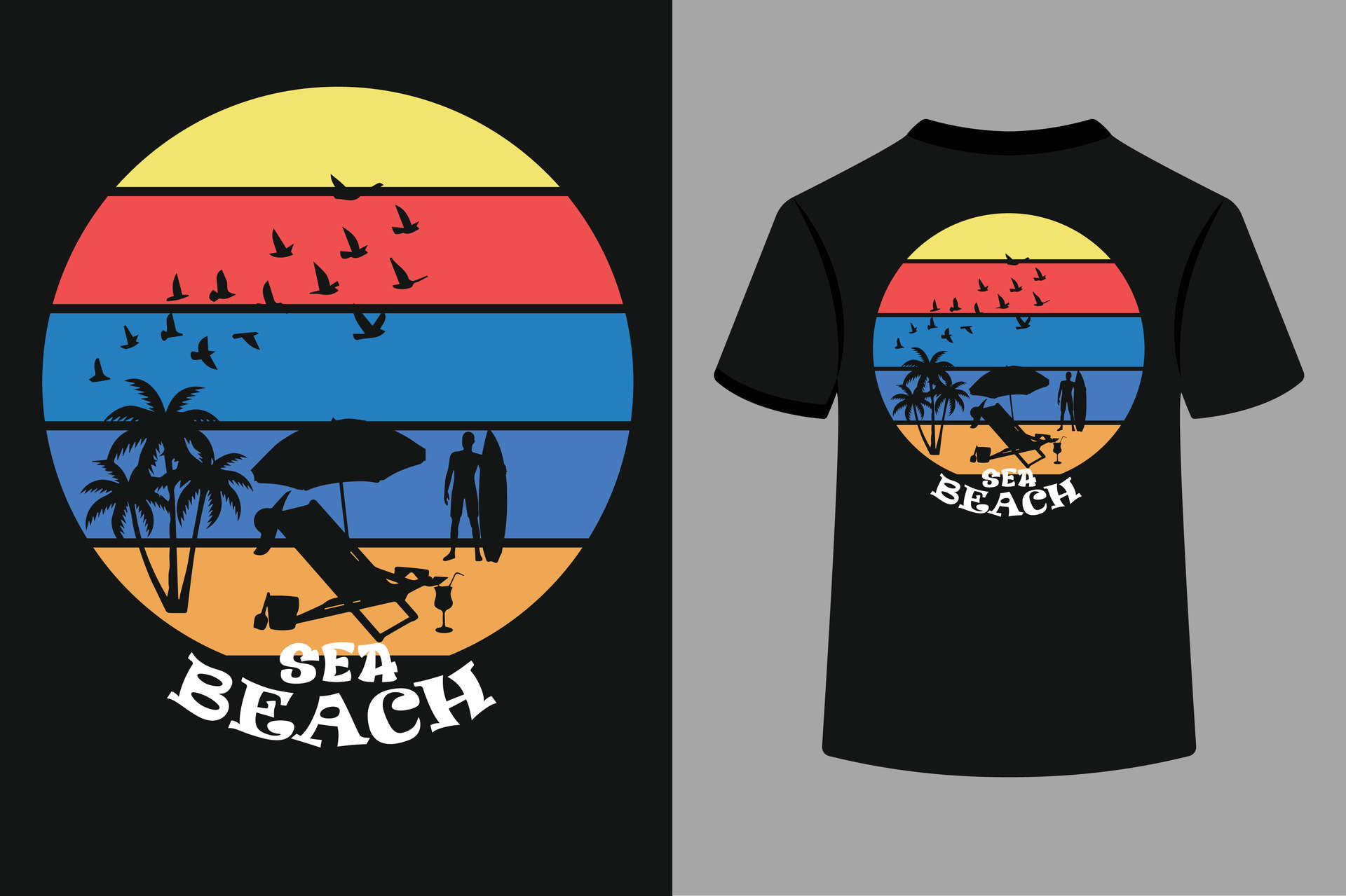 Sea Beach Typography T Shirt Design 25210445 Vector Art At Vecteezy