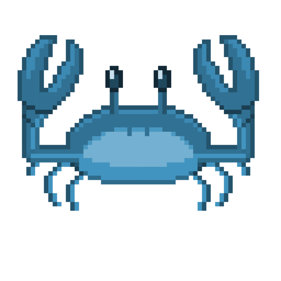 An 8 Bit Retro Styled Pixel Art Illustration Of A Blue Pinching Crab 25212490 Png