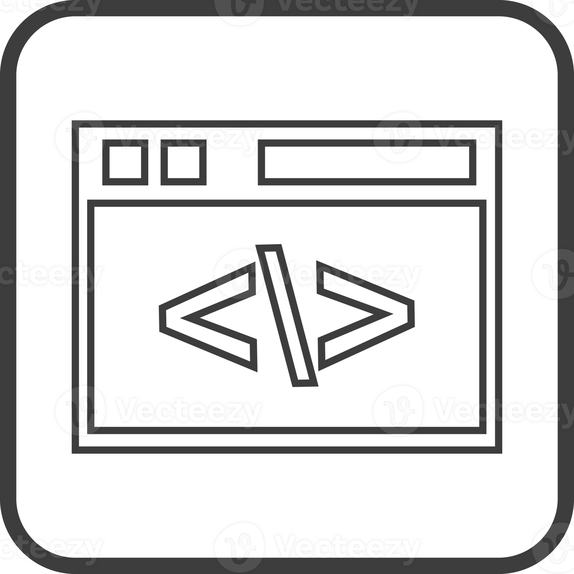 Programming icon in thin line black square frames. 25213049 PNG