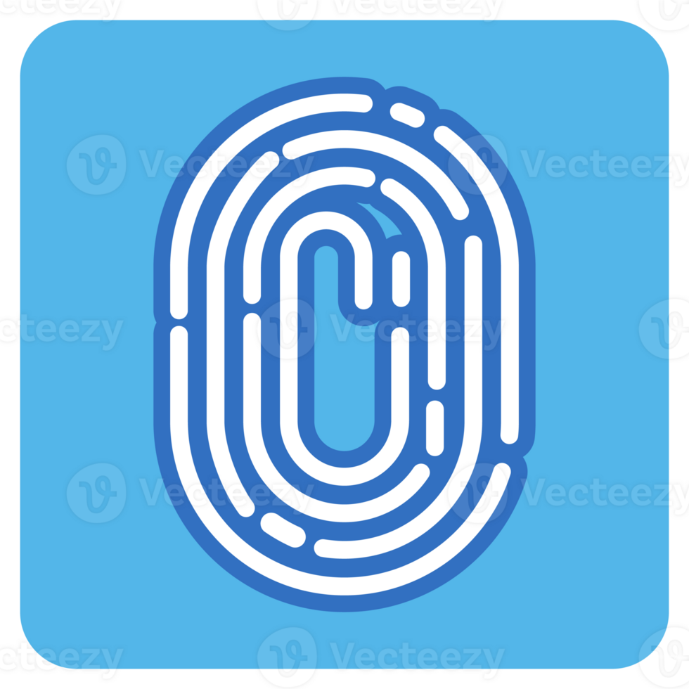 Fingerprint scanner flat icon in blue square. 25213173 PNG