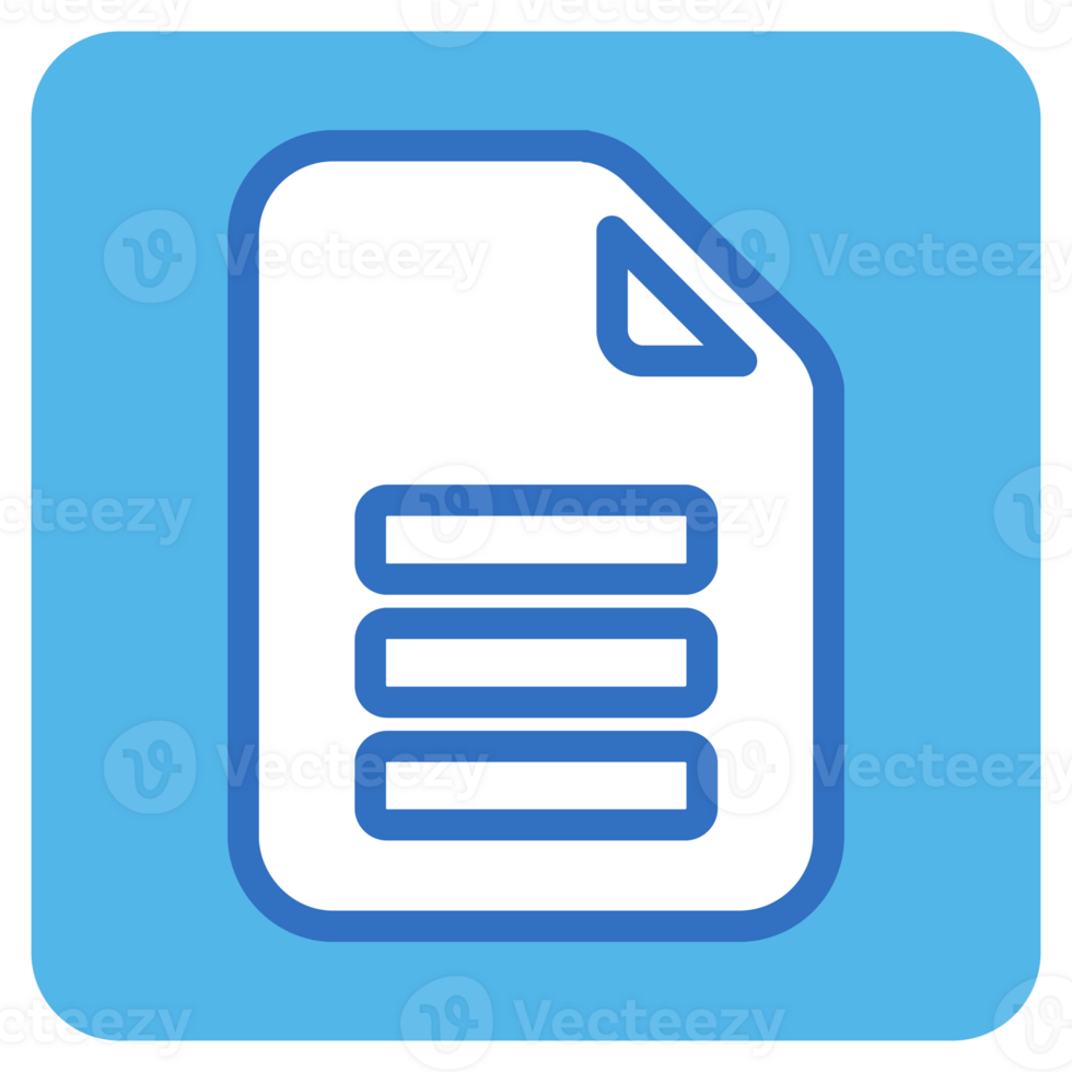 Document flat icon in blue square. 25213255 PNG