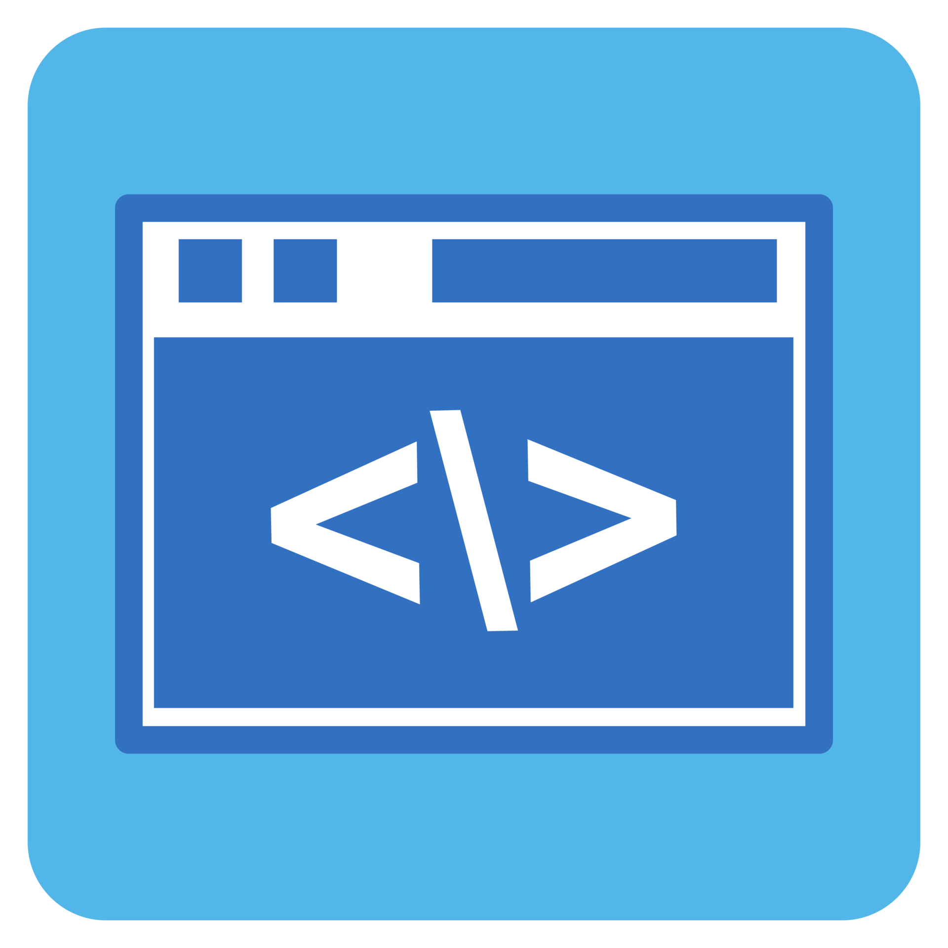Programming flat icon in blue square. 25213481 PNG