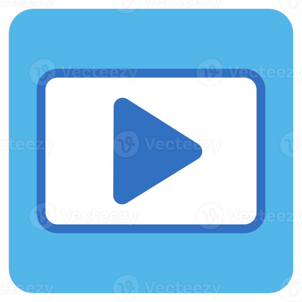 Play flat icon in blue square. 25213482 PNG