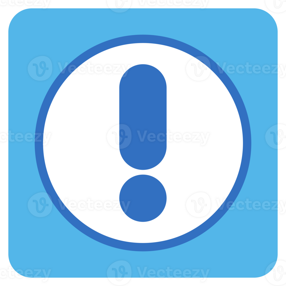 Warn flat icon in blue square. 25213500 PNG