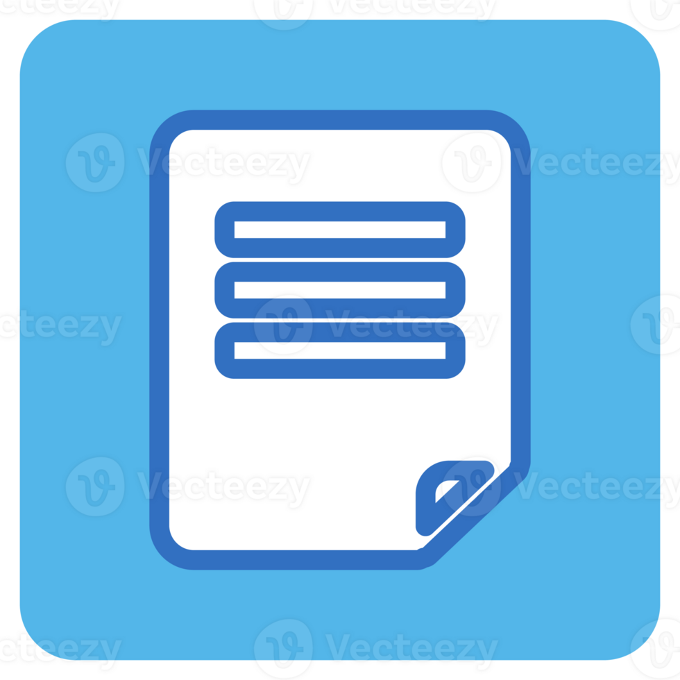 Document flat icon in blue square. 25213519 PNG