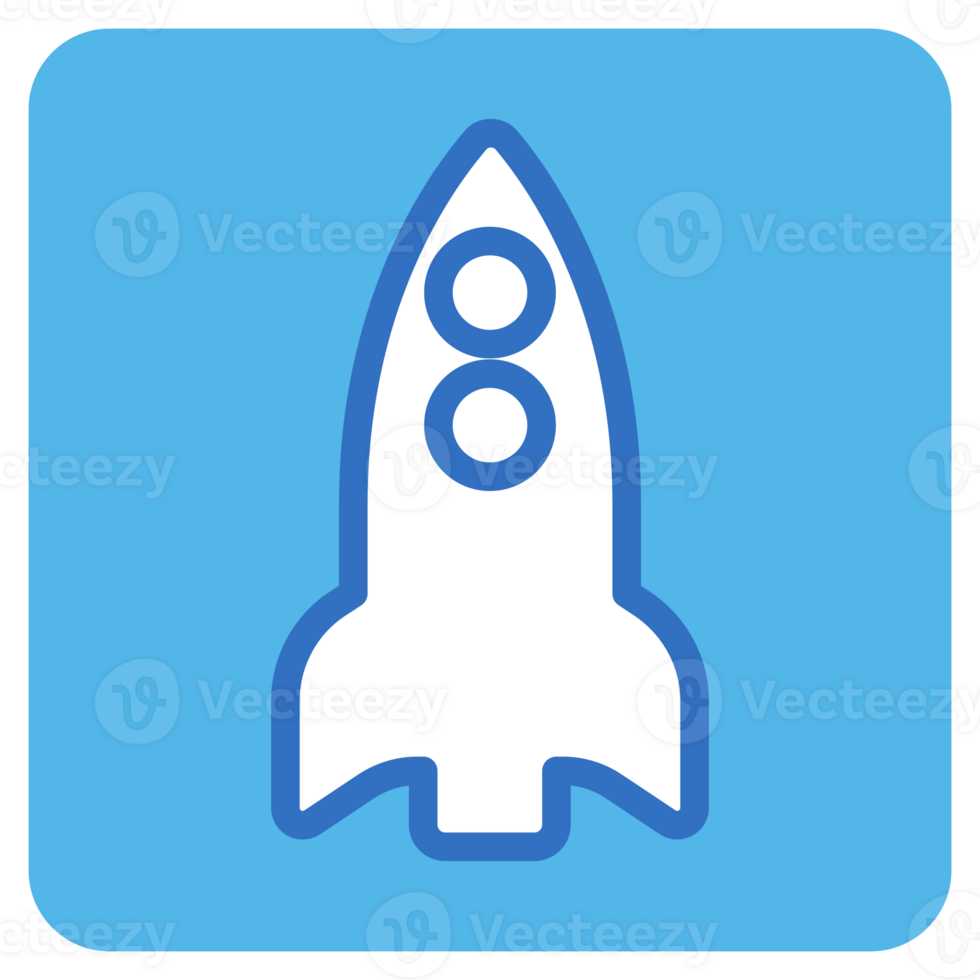 Rocket flat icon in blue square. 25213529 PNG
