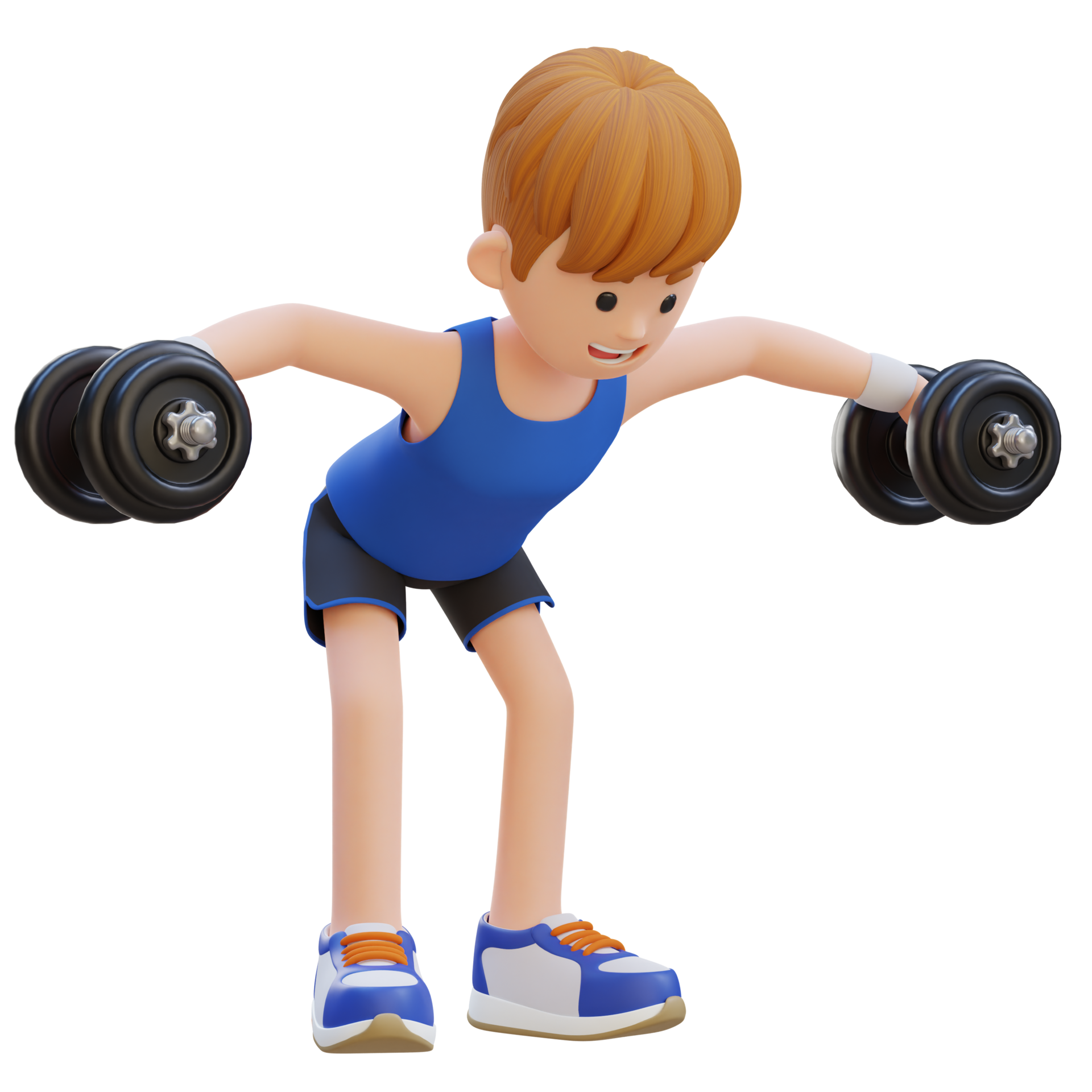 3d Sportsman Character Performing Dumbbell Bent Over Reverse Fly 25213756 Png