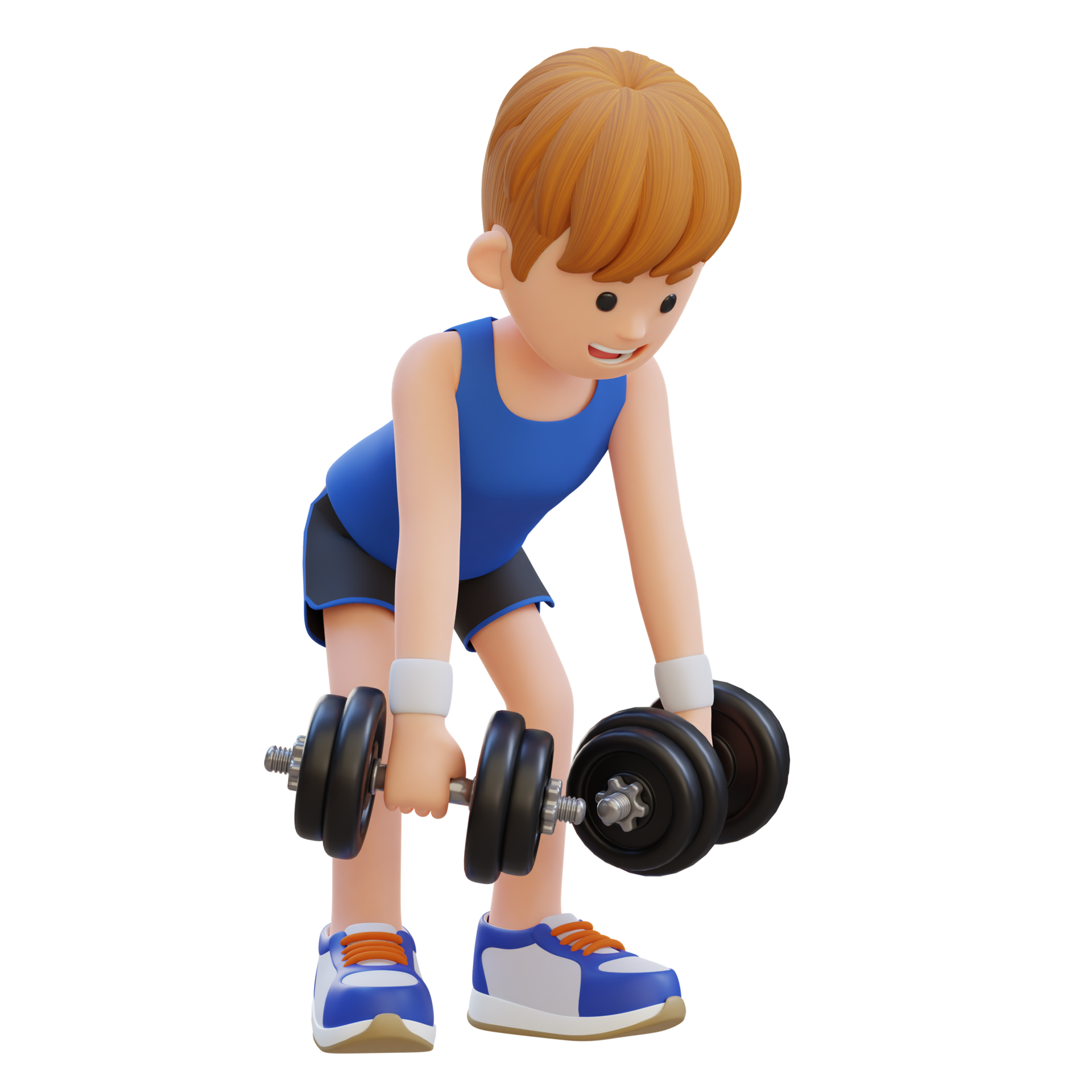 3d Sportsman Character Performing Dumbbell Bent Over Reverse Fly 25213813 Png