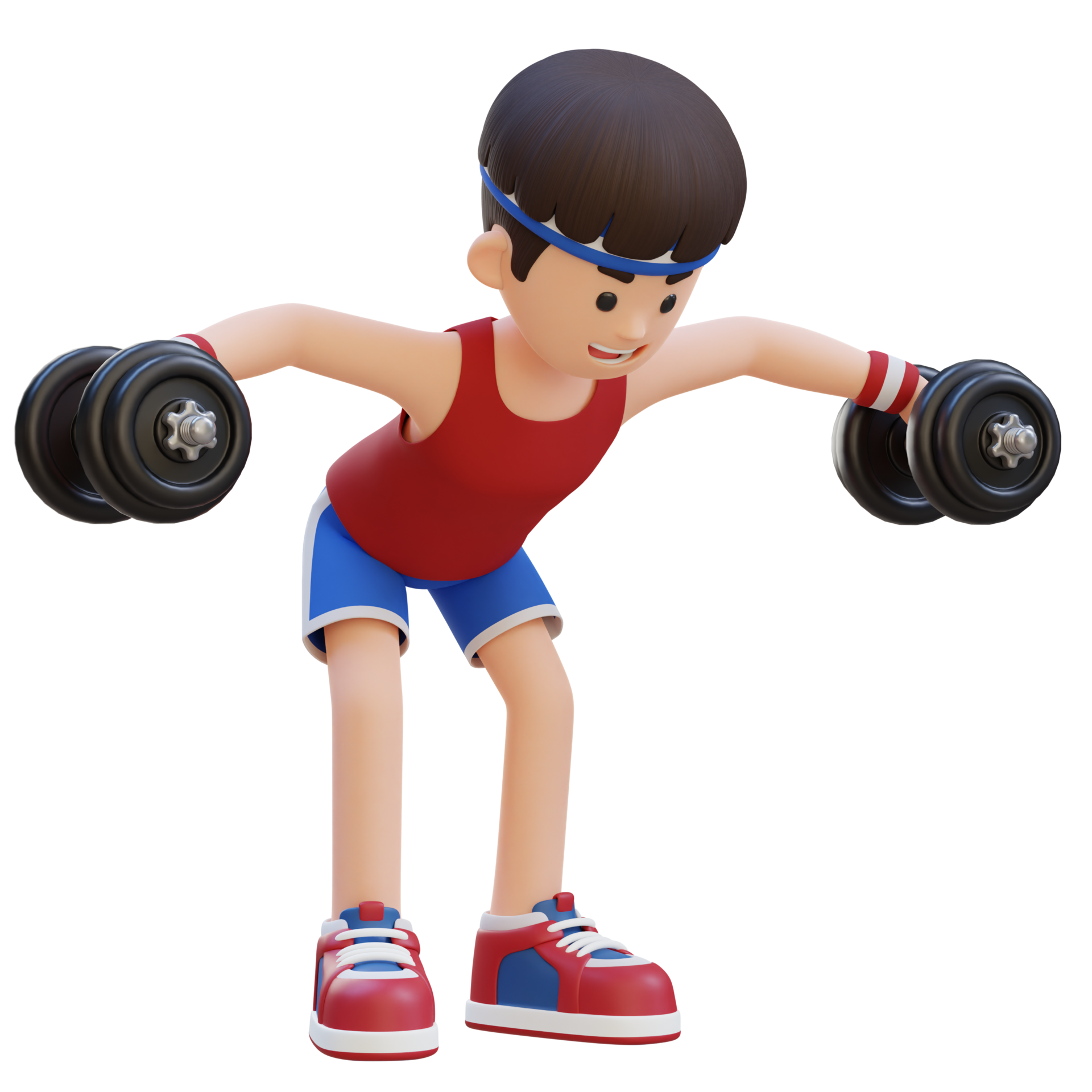 3d Sportsman Character Performing Dumbbell Bent Over Reverse Fly 25214090 Png 9931