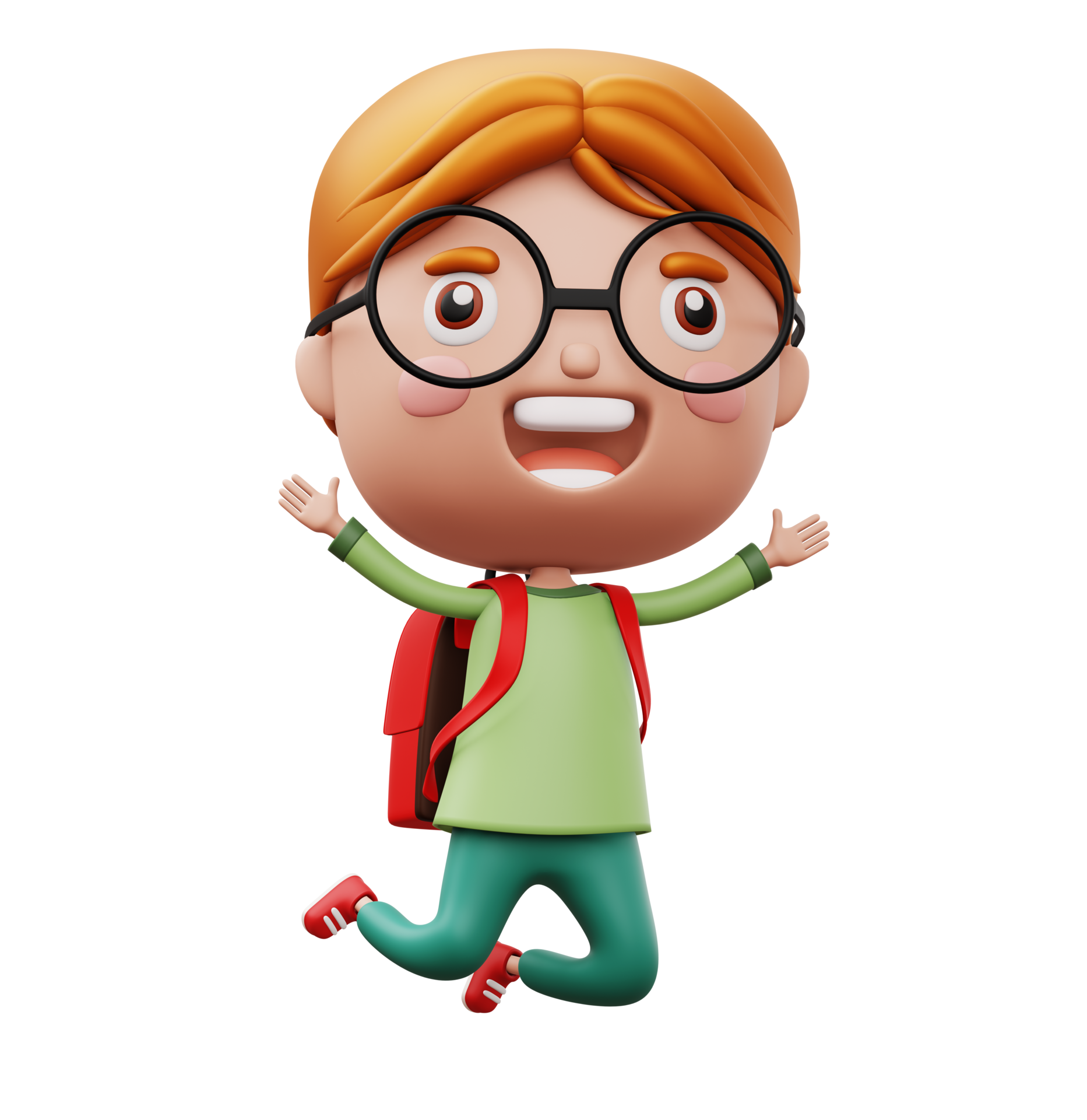 Happy child with bag, cute boy cartoon character, 3d rendering 25217949 PNG